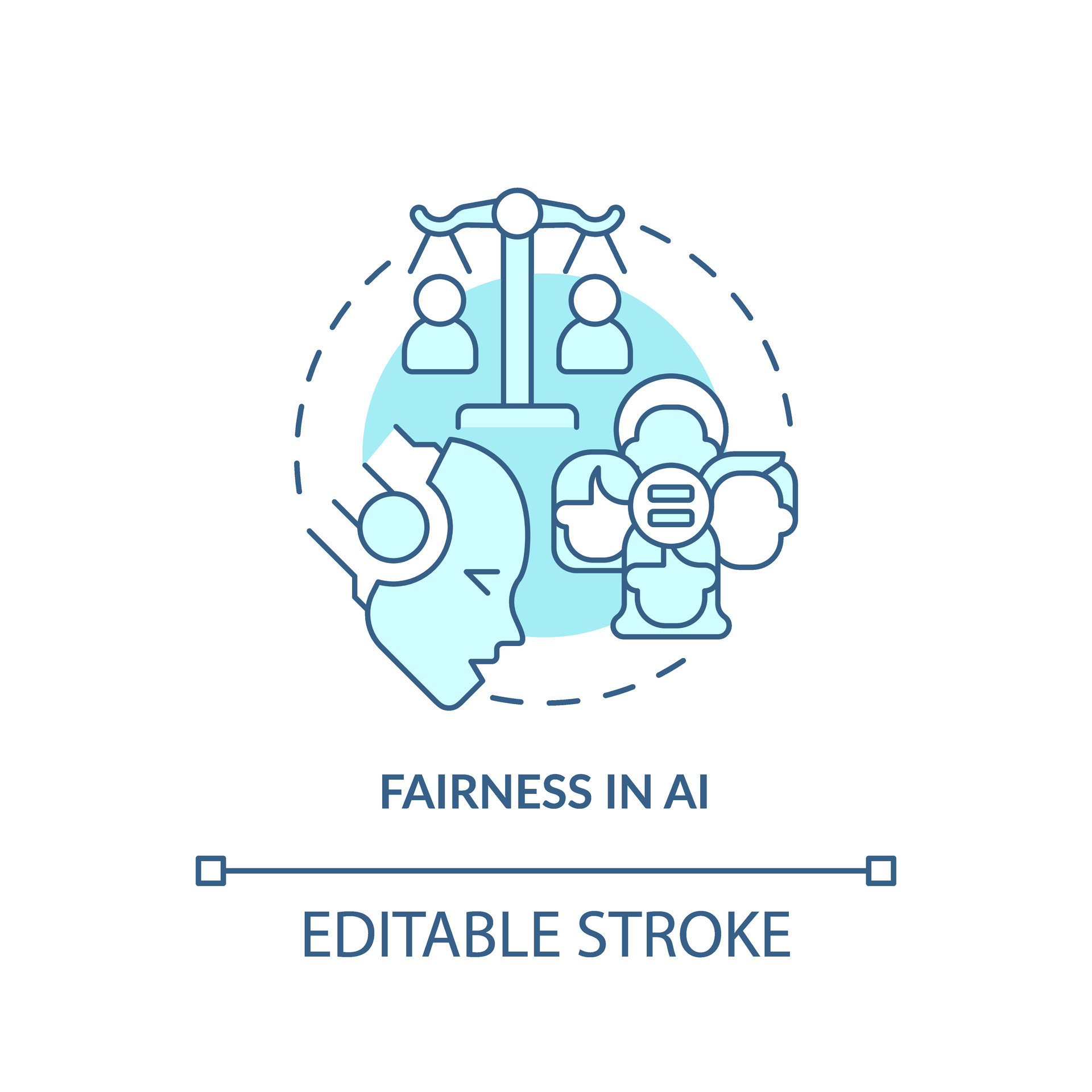 2D editable blue fairness in AI icon, monochromatic isolated vector ... 2D editable blue fairness in AI icon, monochromatic isolated vector ...