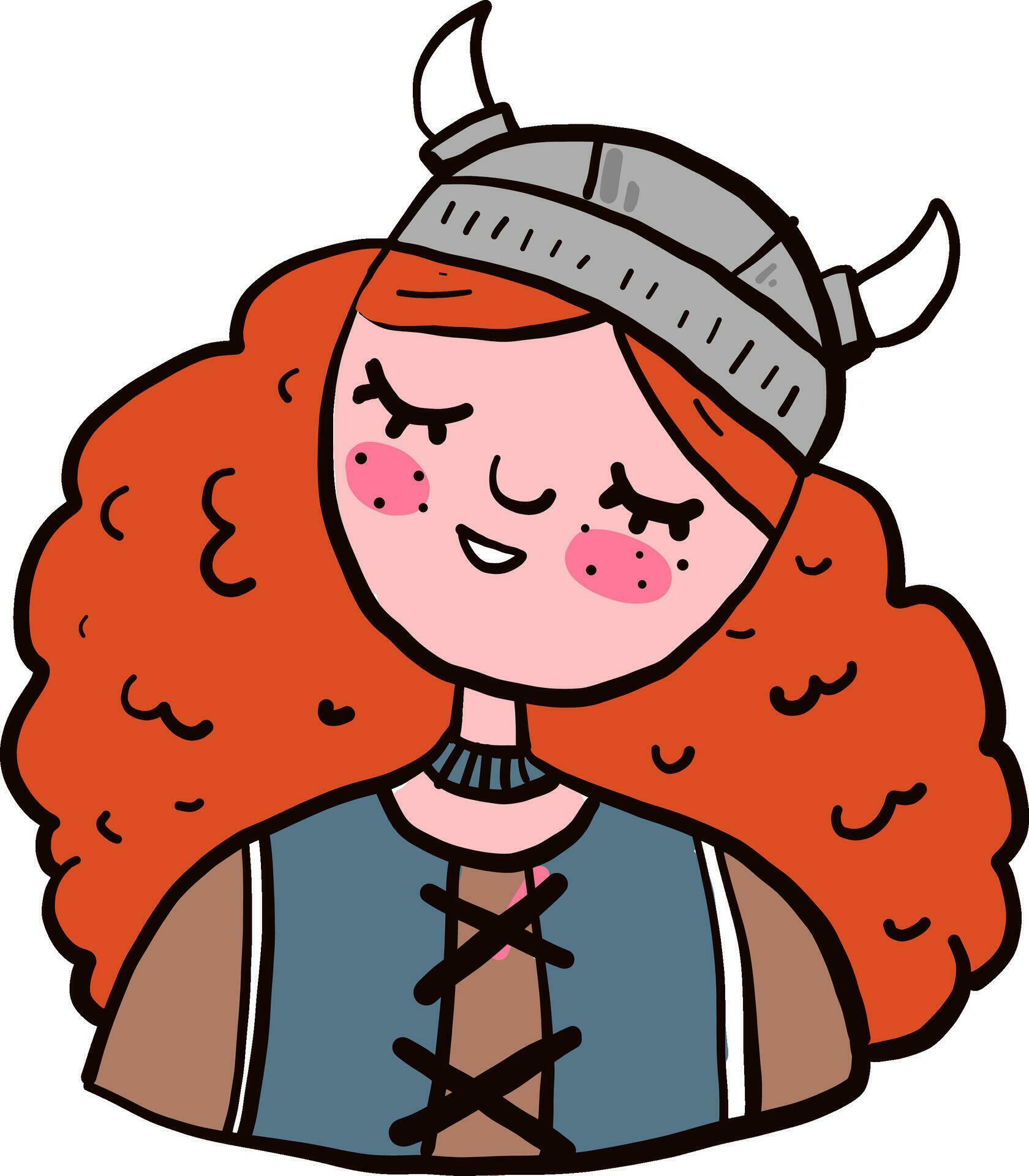 Viking Girl With Closed Eyes Illustration Vector On White Background 35418105 Vector Art At