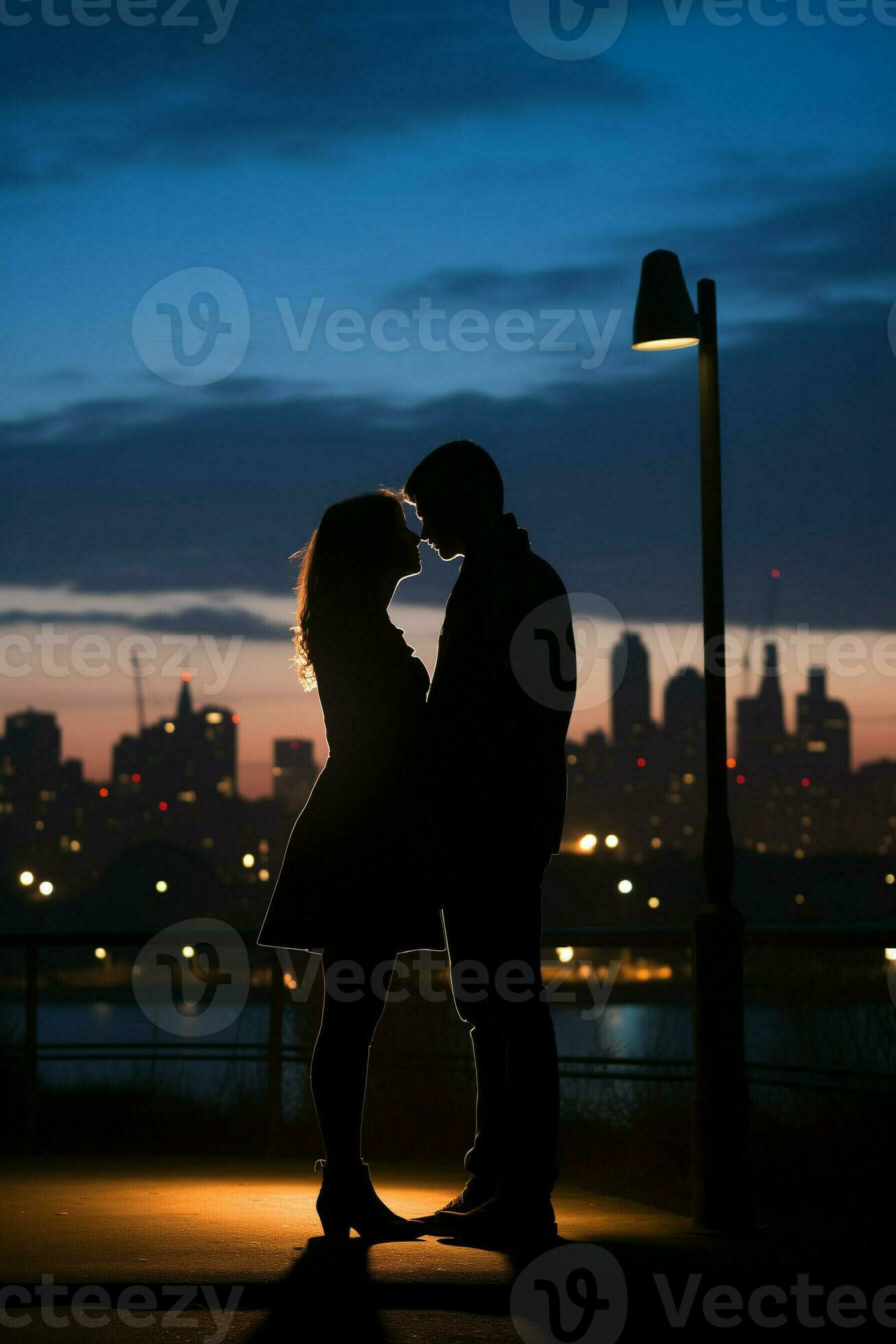 AI generated Young Couples Silhouette Enjoying a Romantic Moment ...