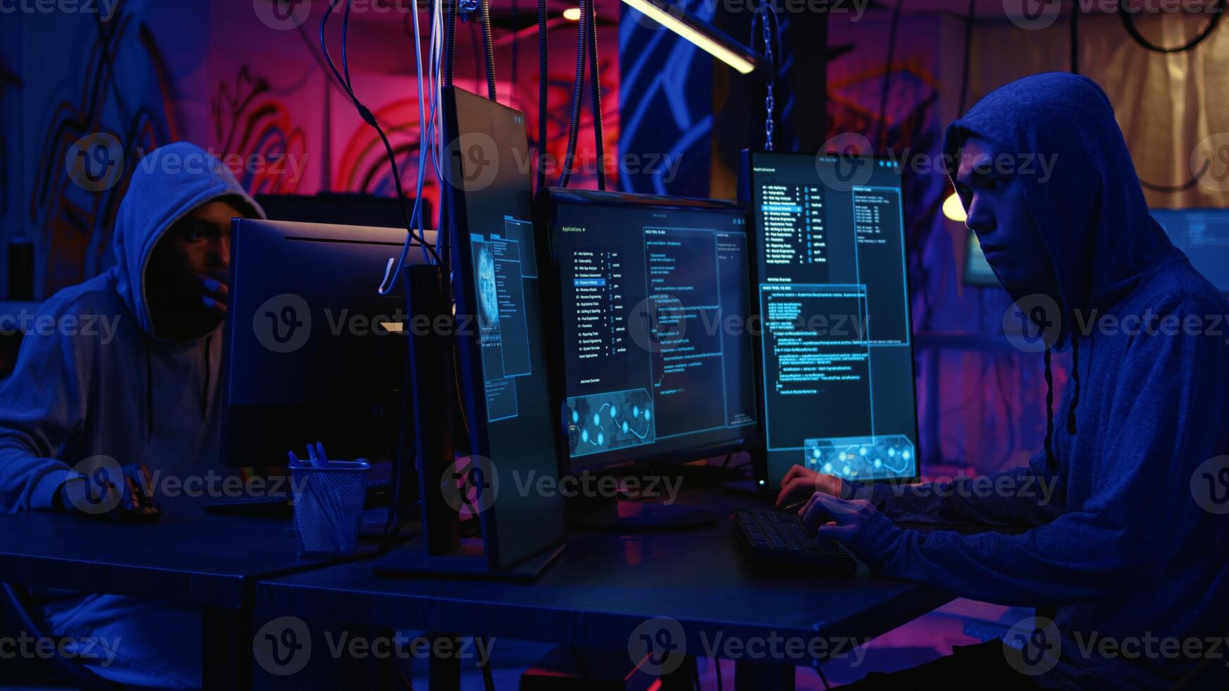 Hackers In Dark Abandoned Warehouse Using Phishing Technique That