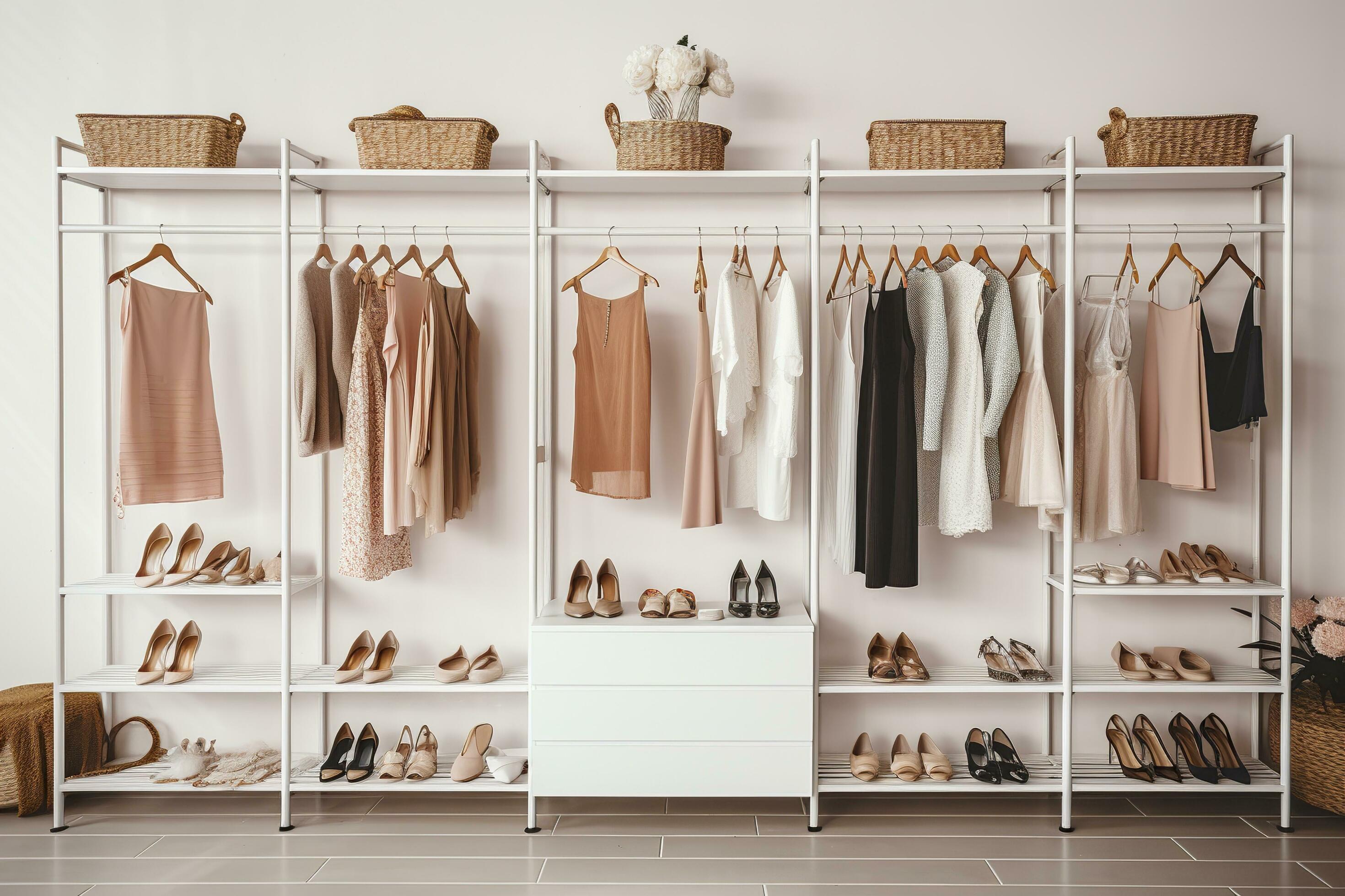 Ai Generated Stylish Female Clothes And Shoes In A Boutique Generative