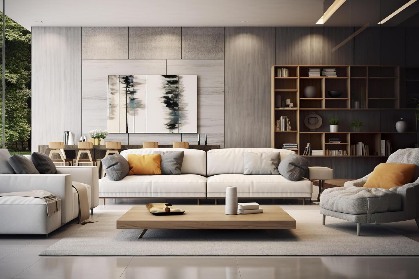 AI generated Modern living room with sofa and furniture. AI Generated ...