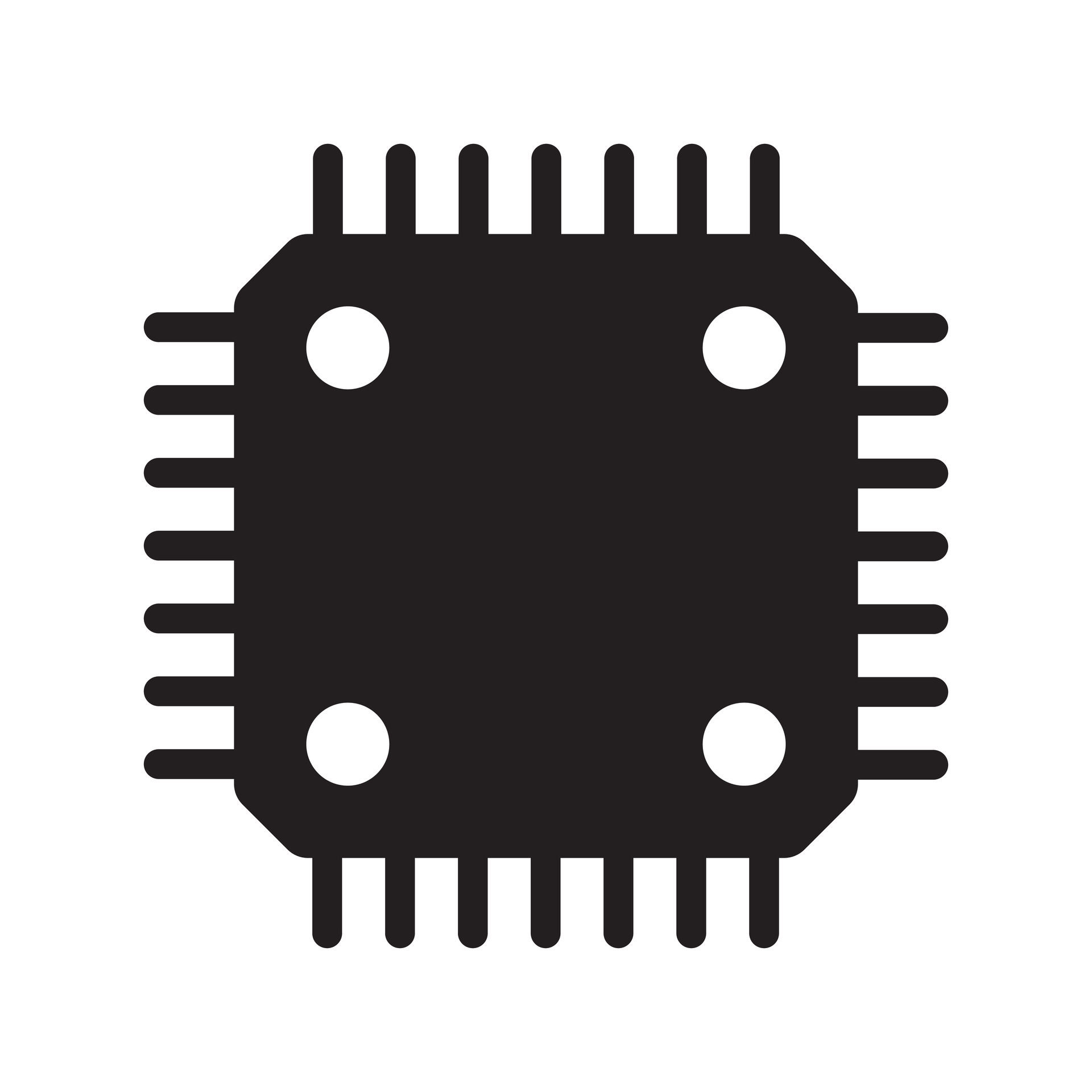 Computer Chip Icon Cpu Microprocessor Chip Icon Electronic Chip