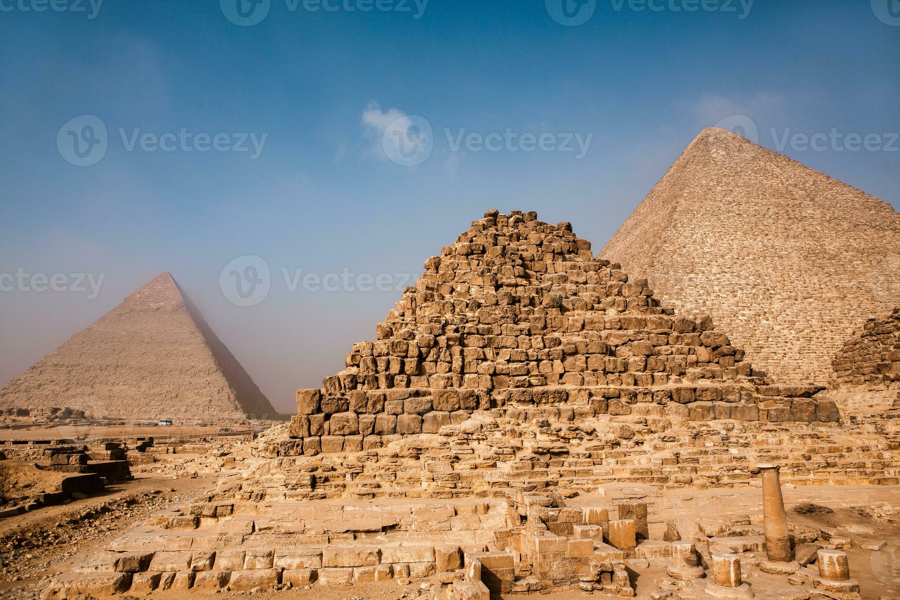 Famous Egyptian Pyramids of Giza. Landscape in Egypt. Pyramid in desert ...