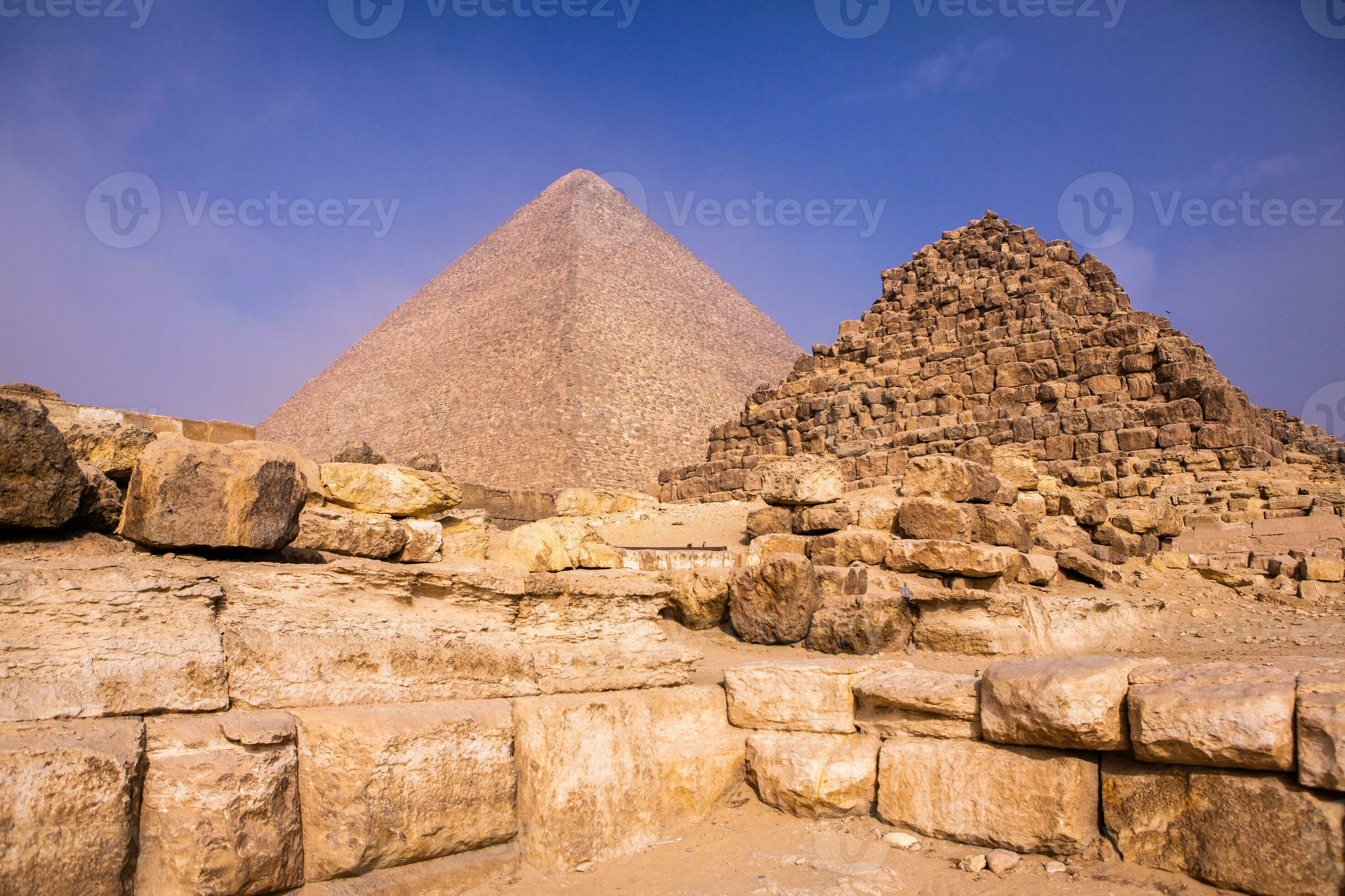 Famous Egyptian Pyramids of Giza. Landscape in Egypt. Pyramid in desert ...
