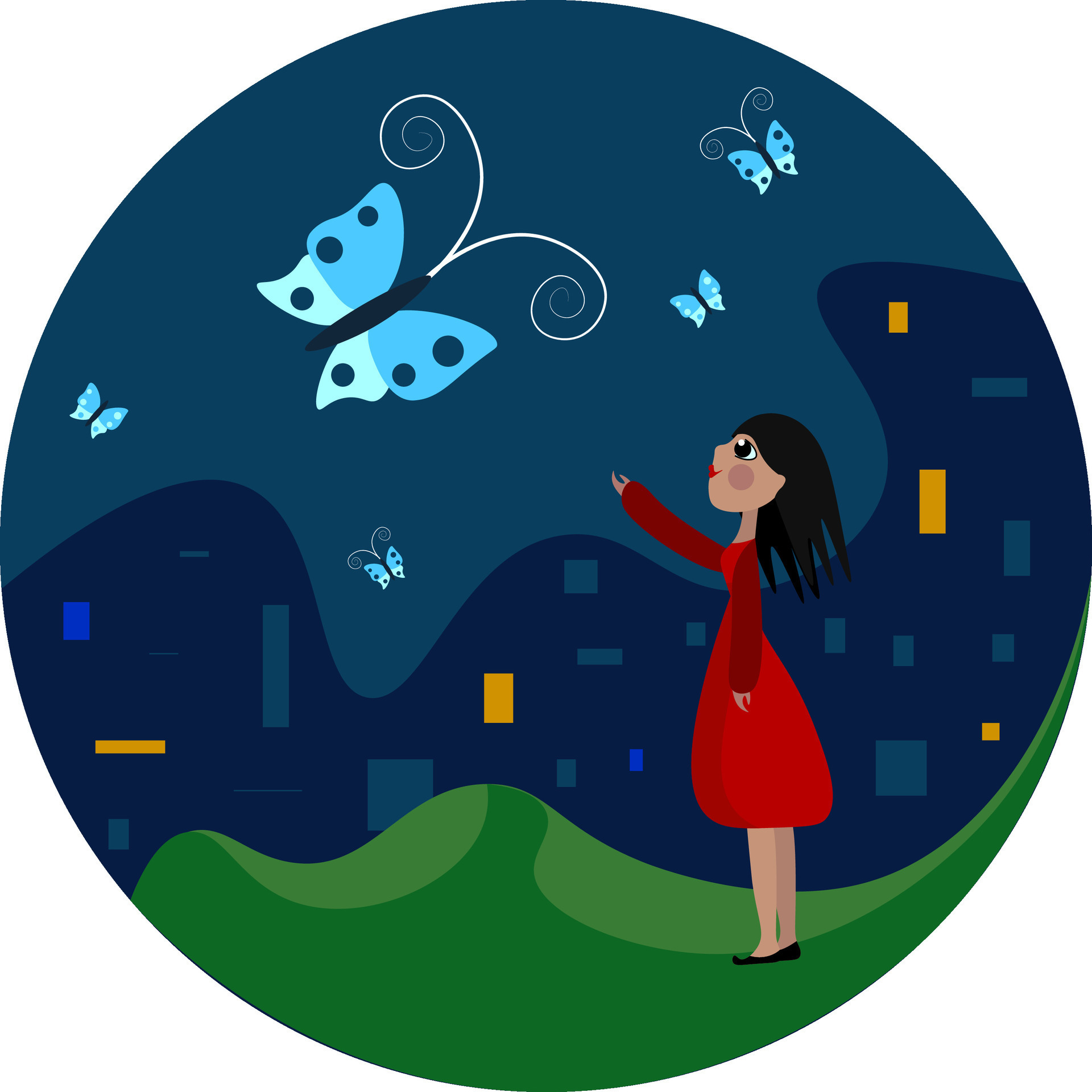 Girl with butterflies , vector or color illustration 35428544 Vector ...
