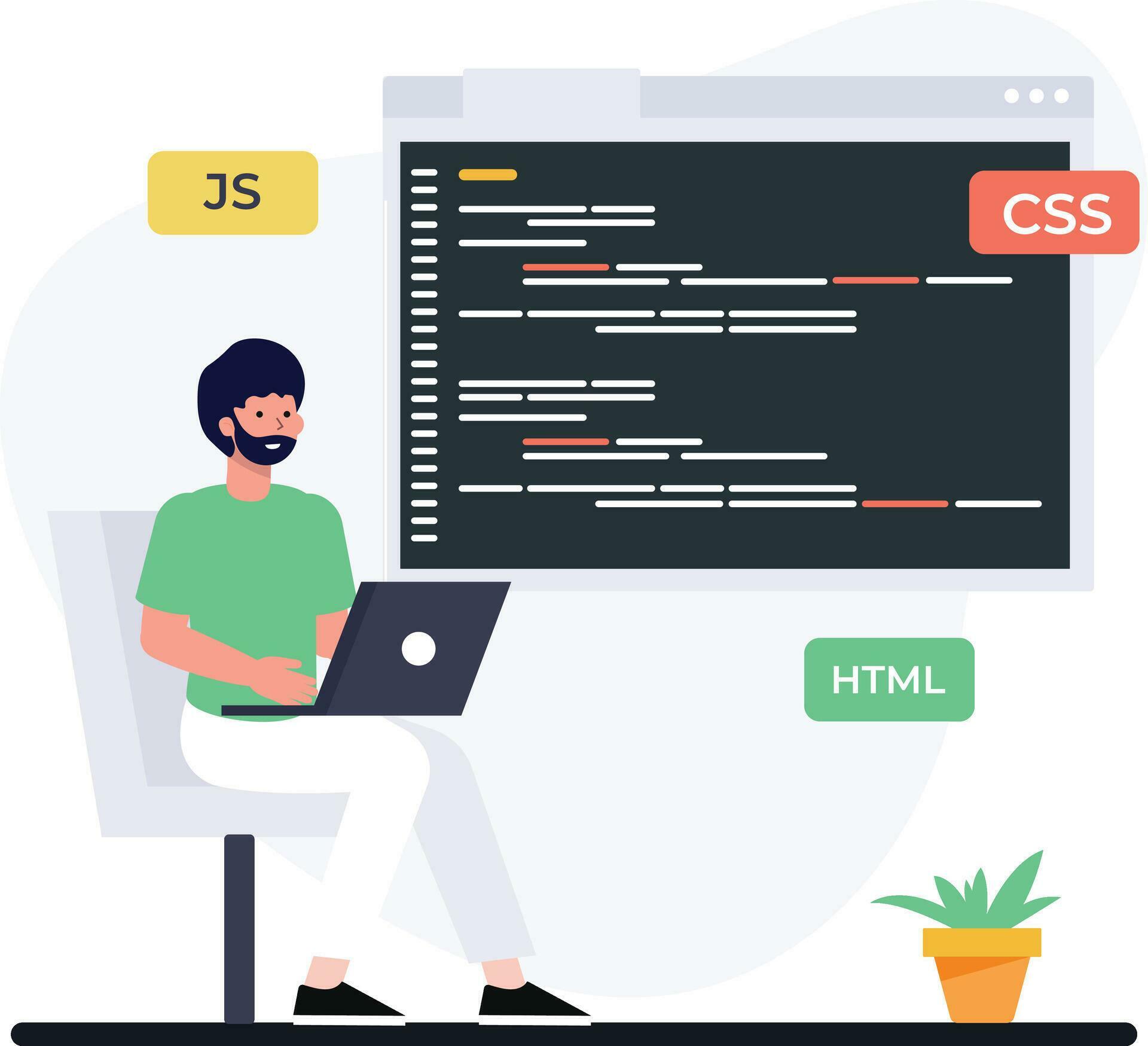 Man coding a website 35444346 Vector Art at Vecteezy