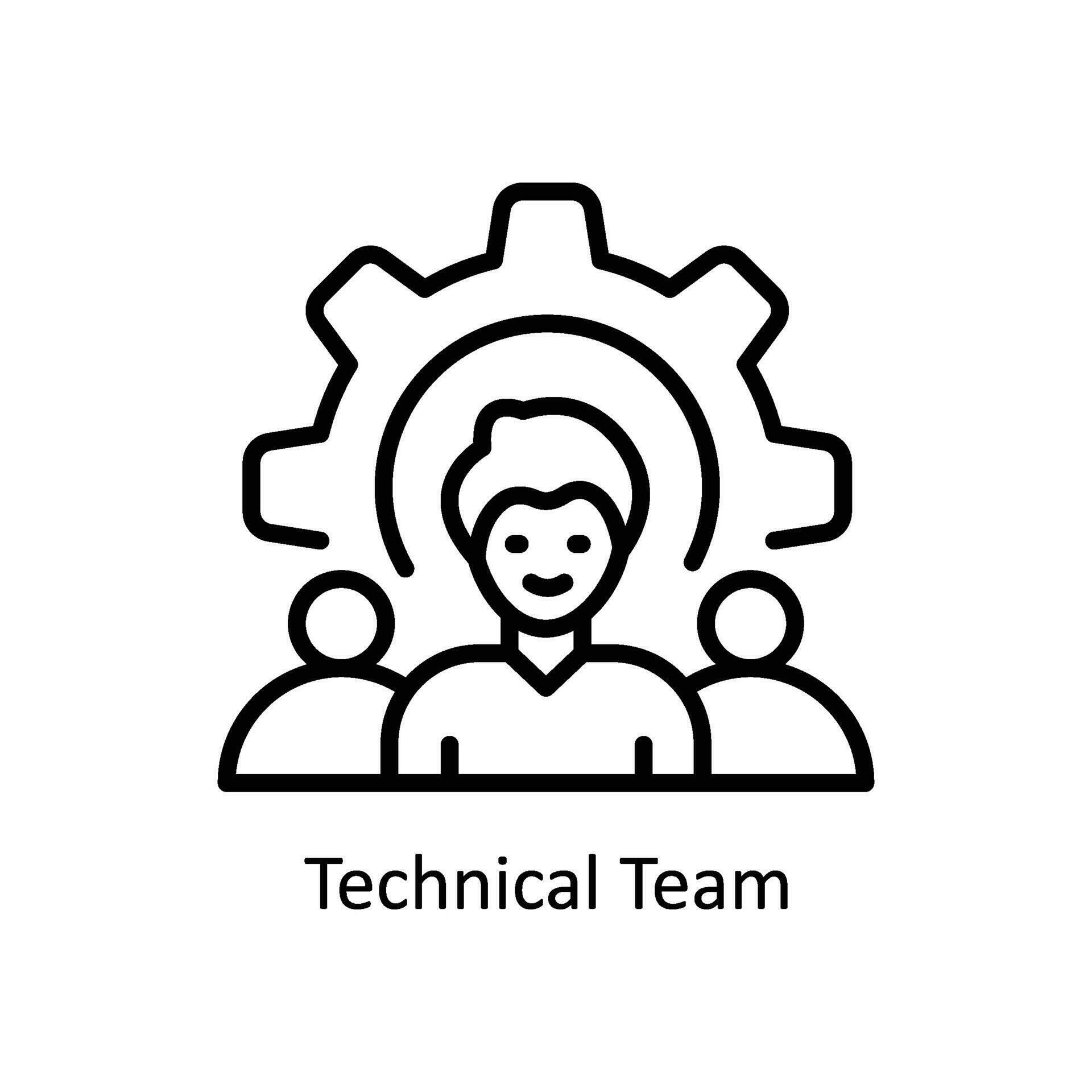 Technical Team vector outline Icon Design illustration. Business And Management Symbol on White ...