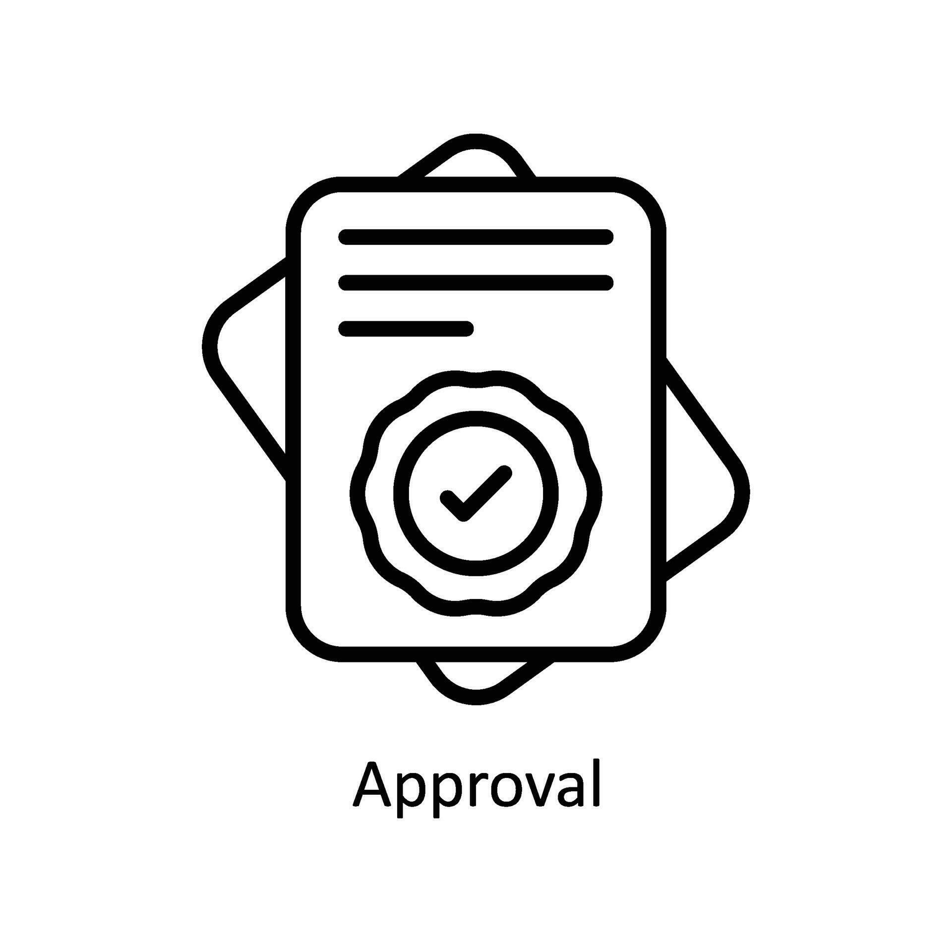 Approval vector outline Icon Design illustration. Business And Management Symbol on White ...