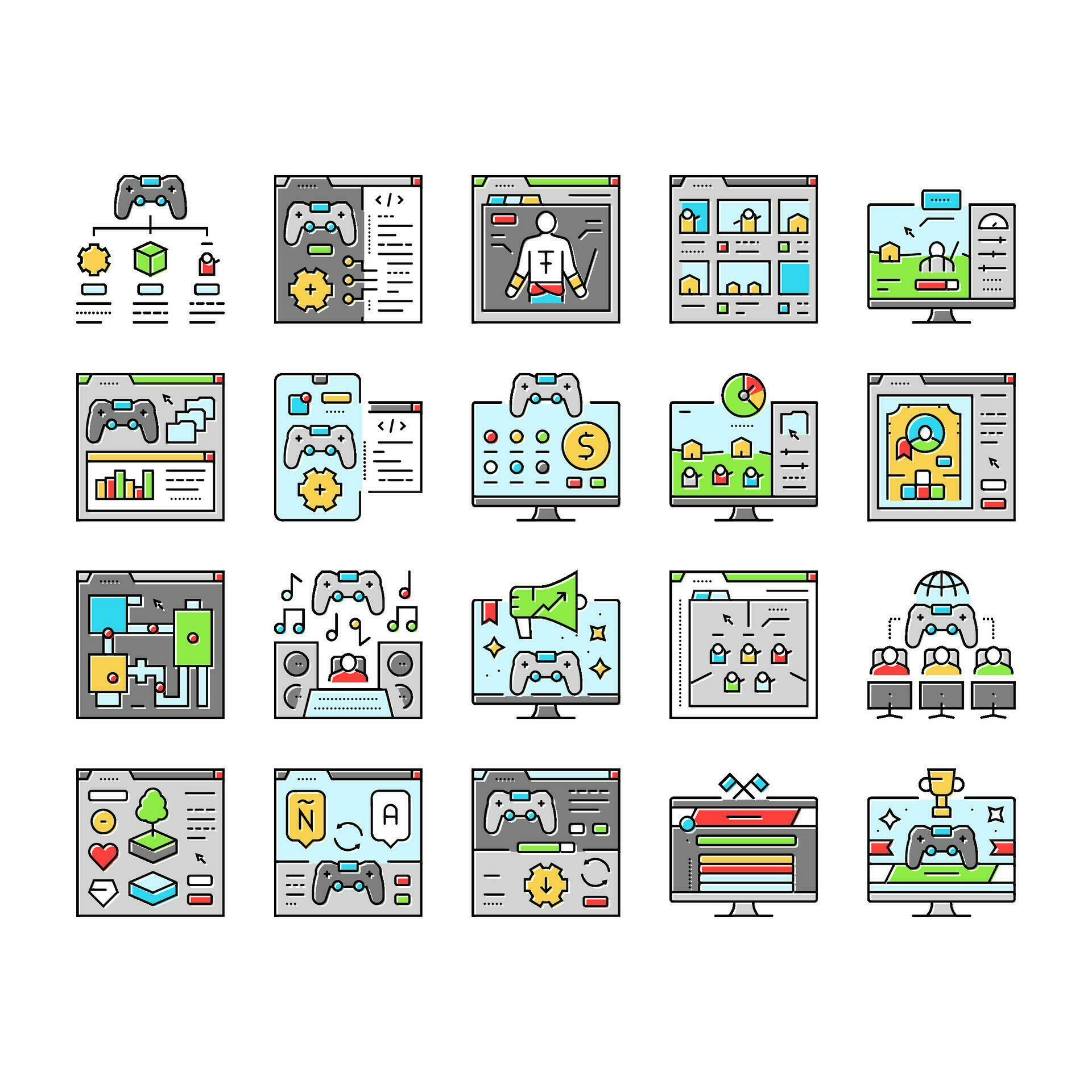 game development computer icons set vector 35454038 Vector Art at Vecteezy