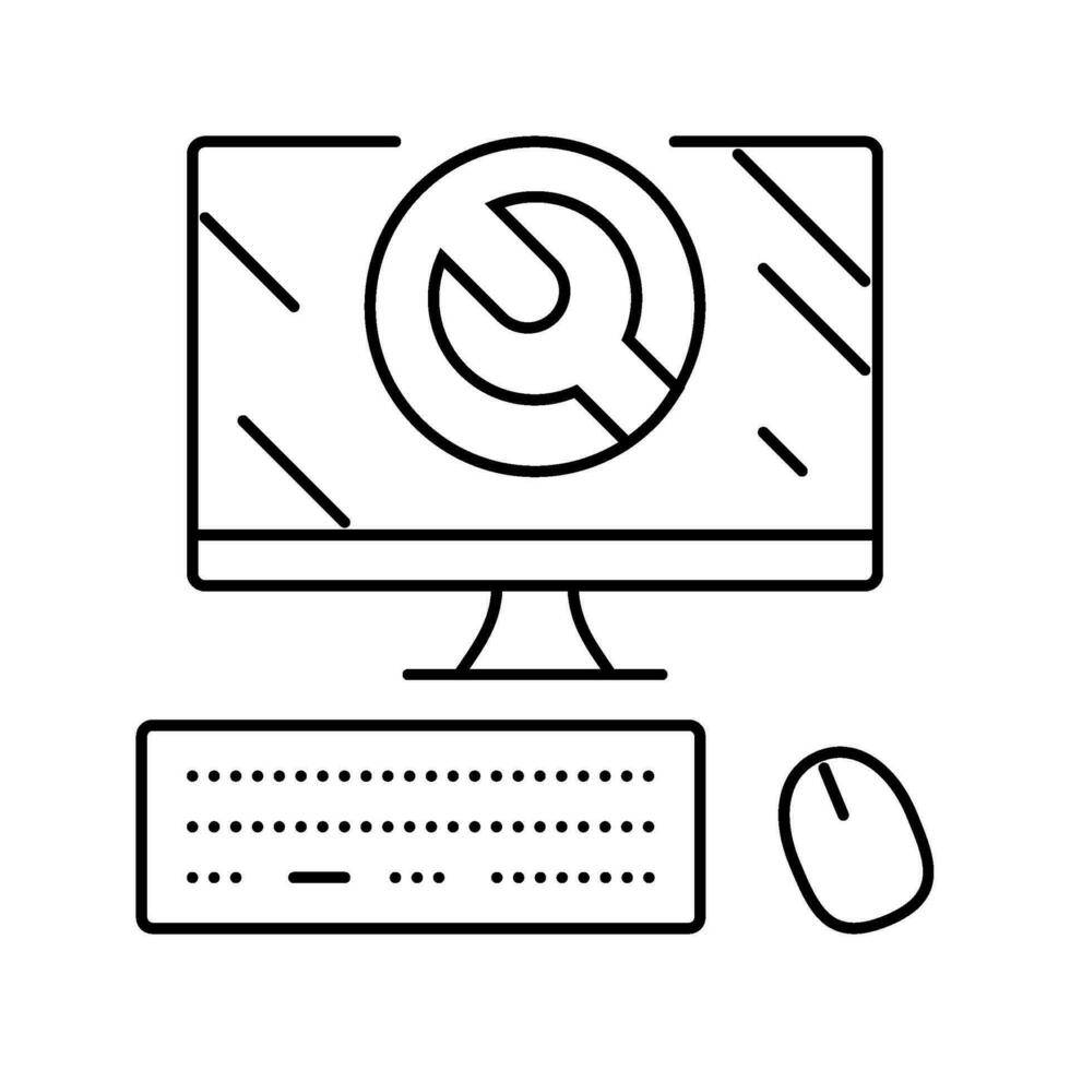 troubleshooting pc repair computer line icon vector illustration ...