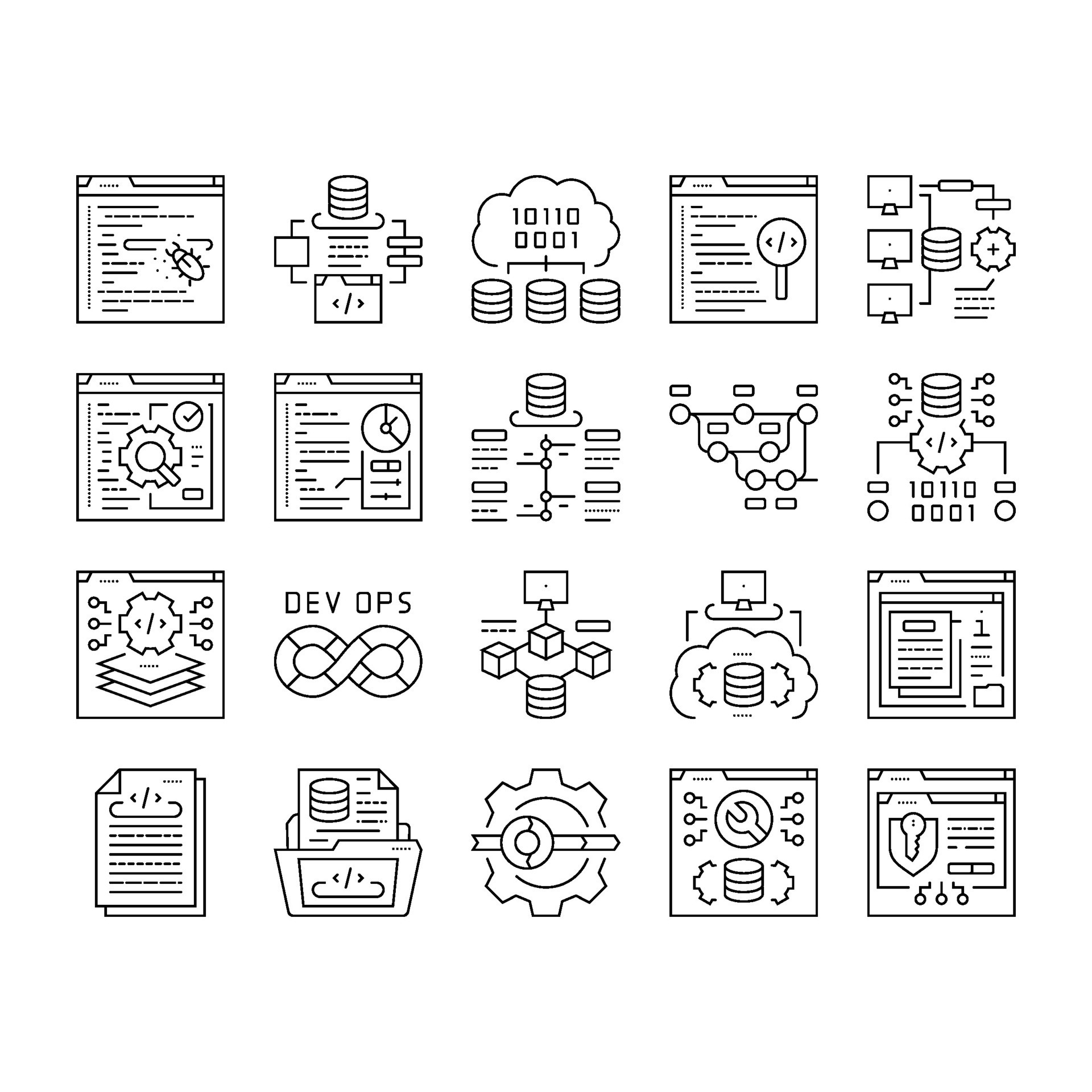 Software Engineer Computer Code Icons Set Vector 35456286 Vector Art At Vecteezy