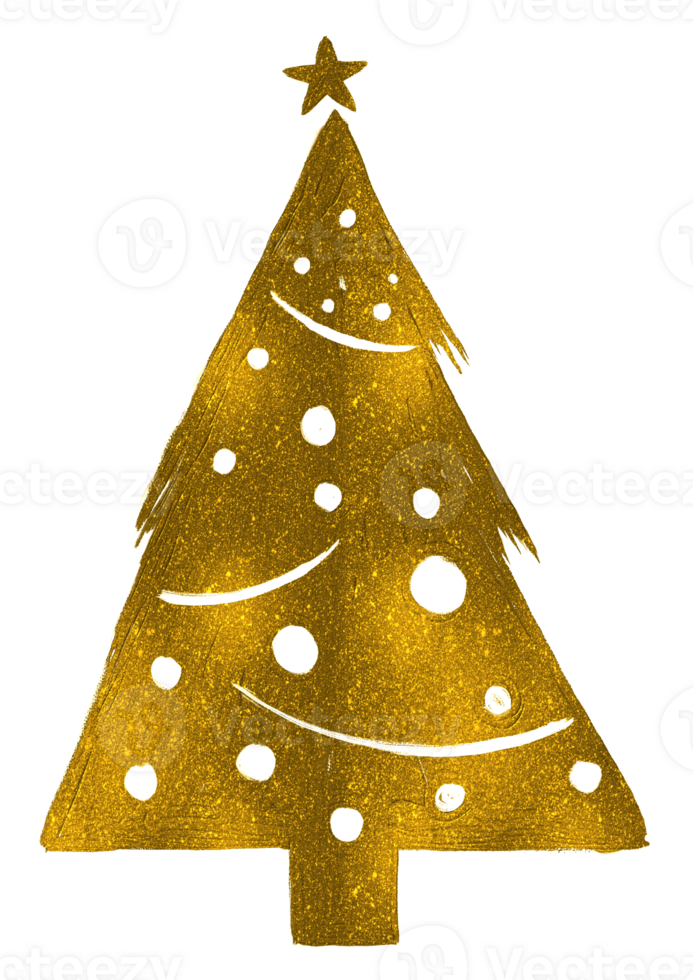 Gold glitter particles Christmas tree with star 35456404 PNG