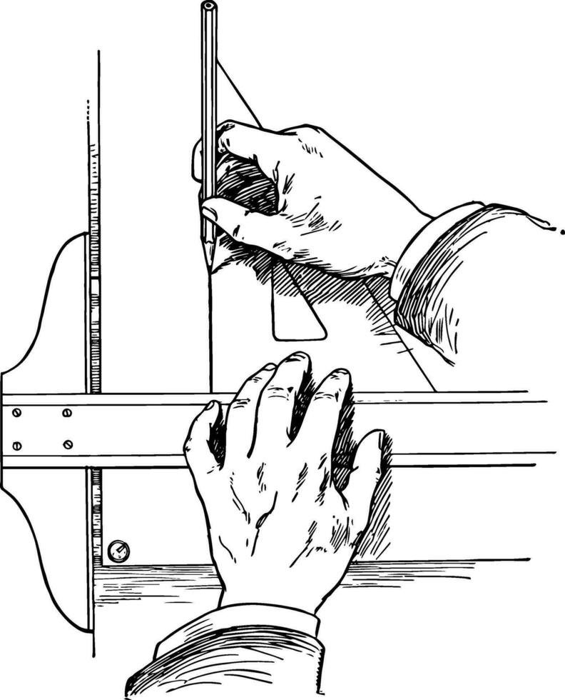 Drawing Vertical Lines Using a T-square and a Triangle, bottom of the ...