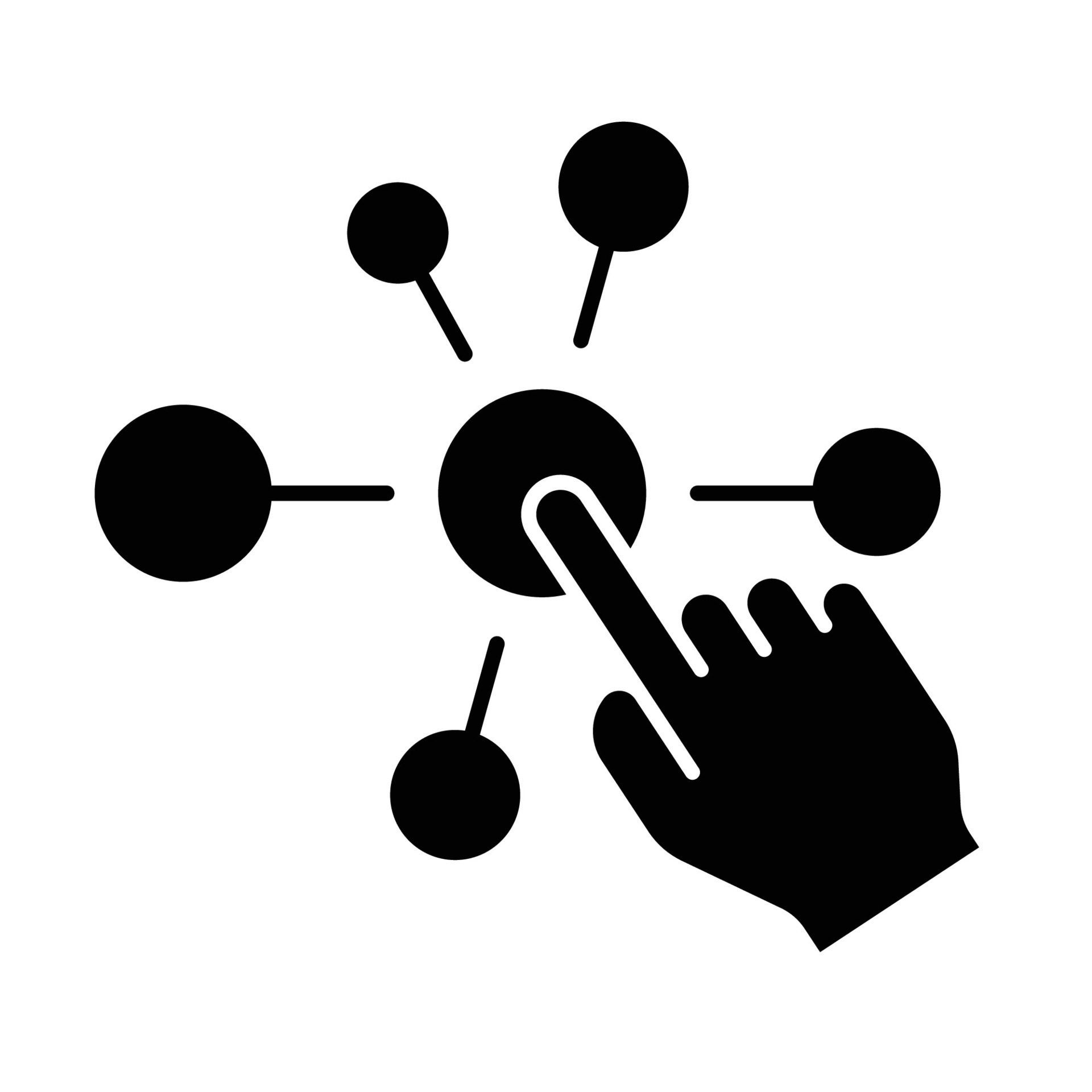 Interaction icon. Simple solid style. Experience, choice, variety ...