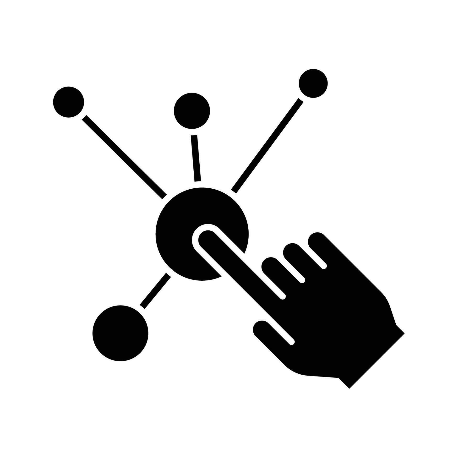 Interaction icon. Simple solid style. Experience, choice, variety ...