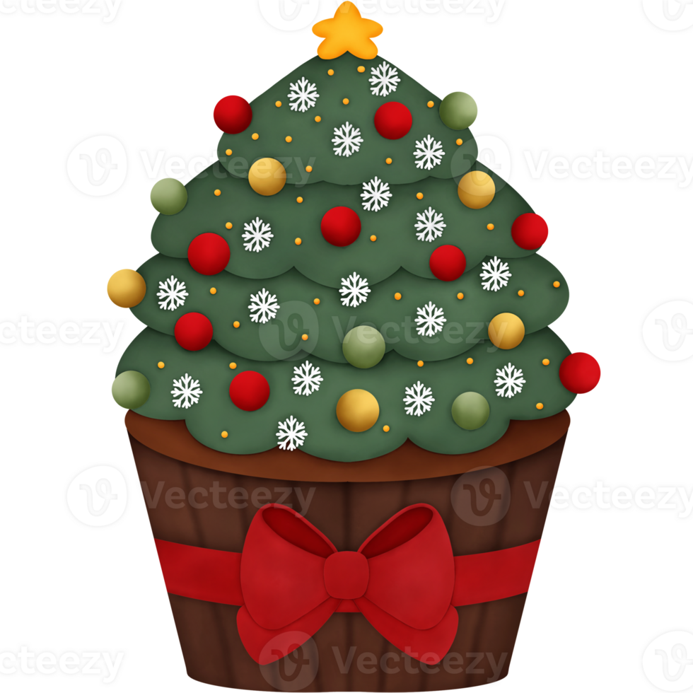 Watercolor Christmas Cupcake 35466551 PNG