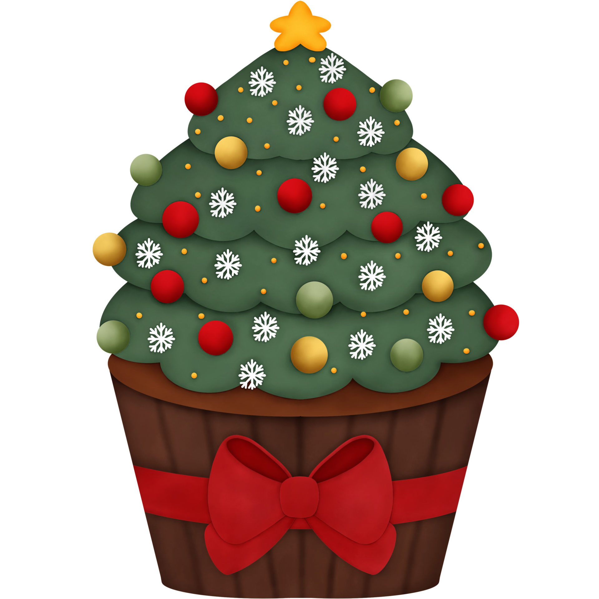 Watercolor Christmas Cupcake 35466551 PNG