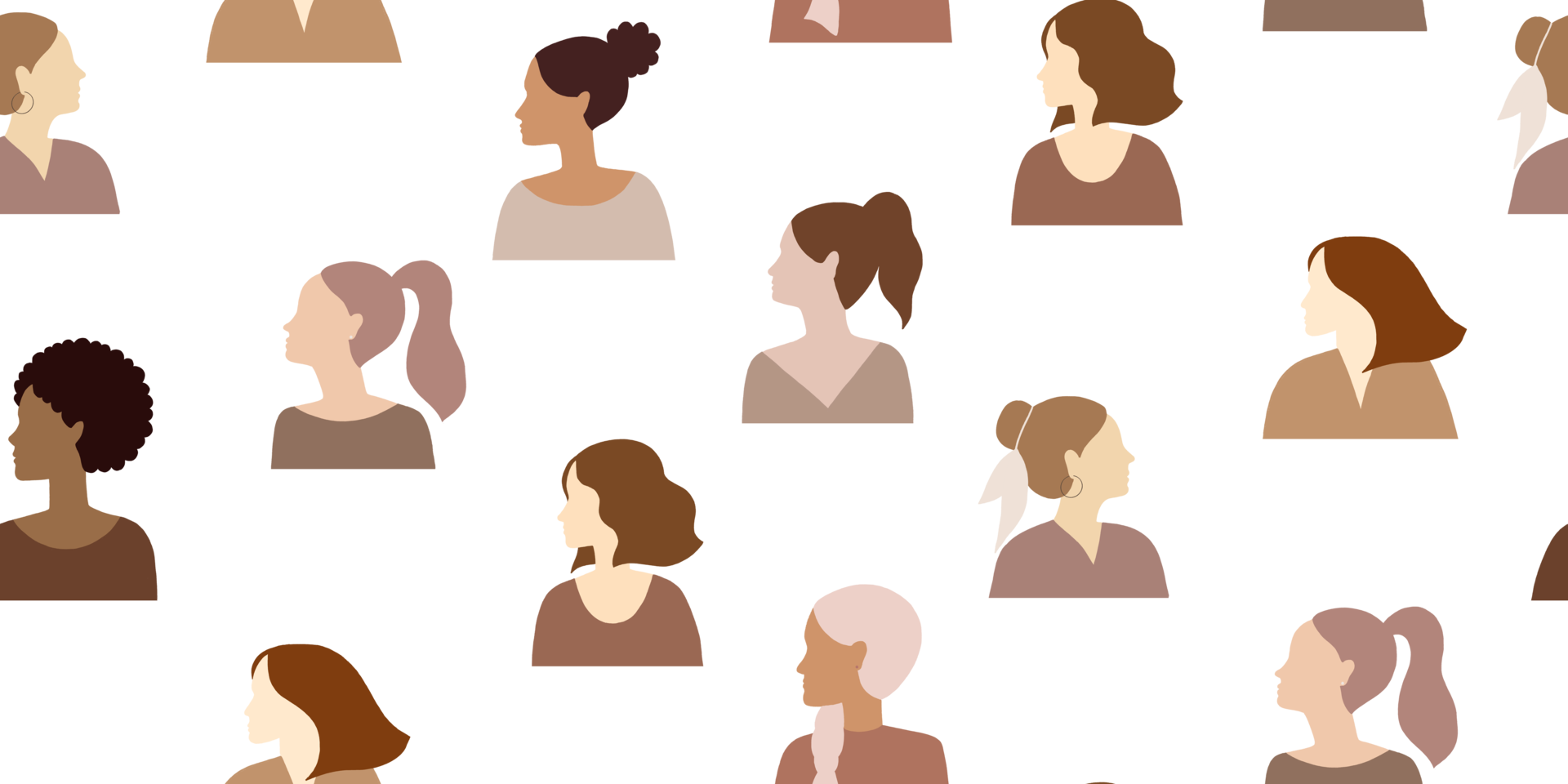 Seamless Pattern Of Female Diverse Faces Of Different Ethnicity