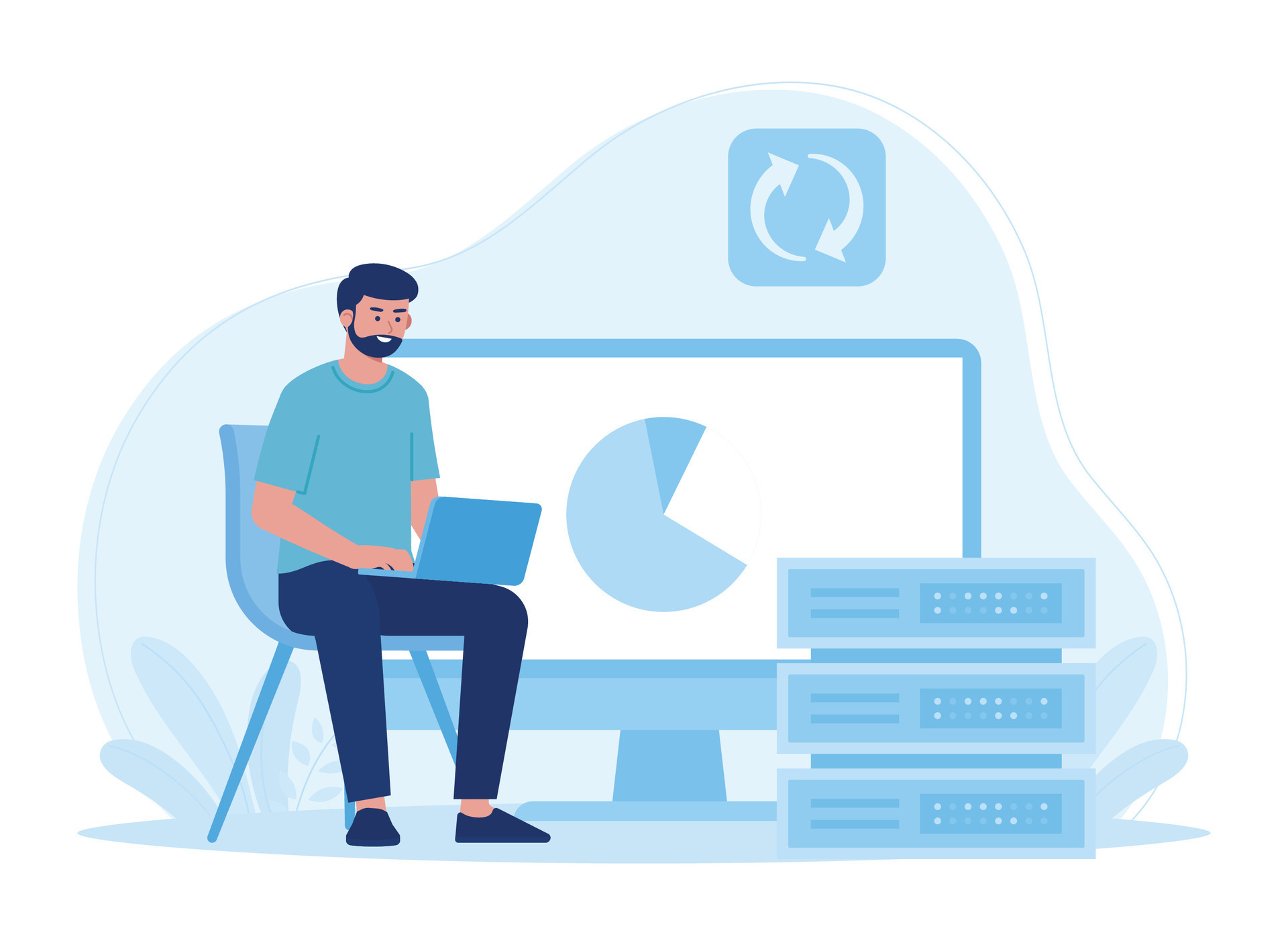 Man Analyzing Data Storage Graph Concept Flat Illustratiuon 35471238