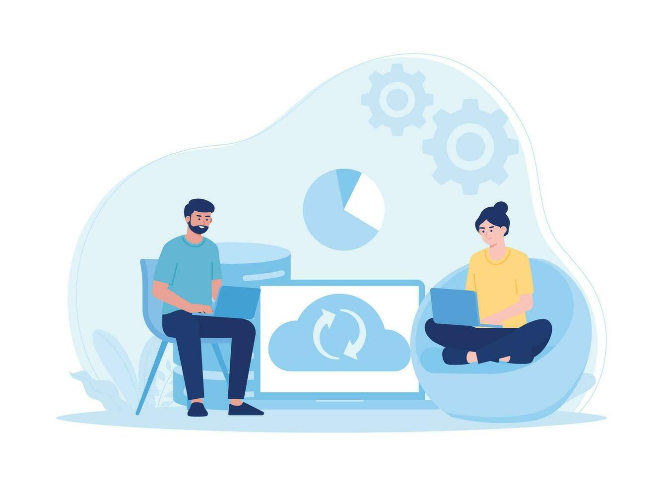 Man Analyzing Data Storage Graph Concept Flat Illustratiuon 35471261
