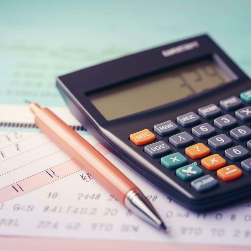 AI generated calculator and a pencil, representing math and problem ...