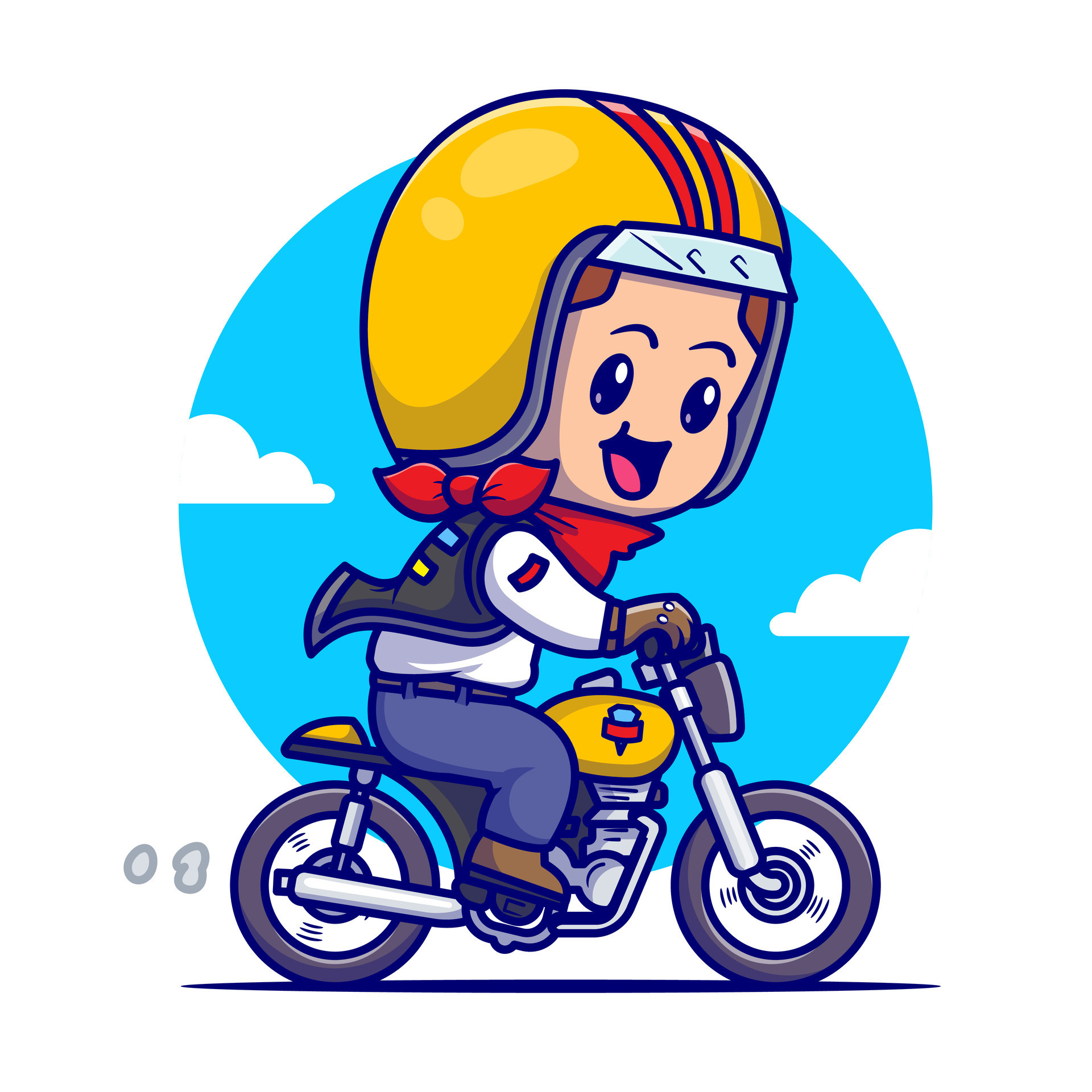 linda chico montando moto dibujos animados vector icono ilustración. personas transporte icono ...