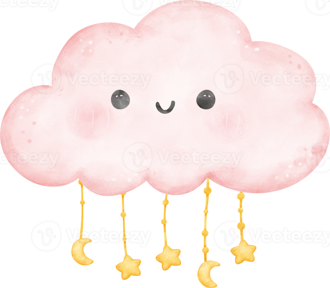 Pink Cloud watercolor illustration 35490188 PNG