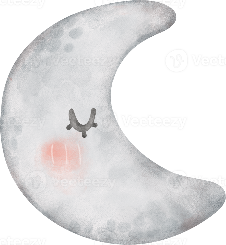 Cute Crescent Moon Watercolor 35490236 Png
