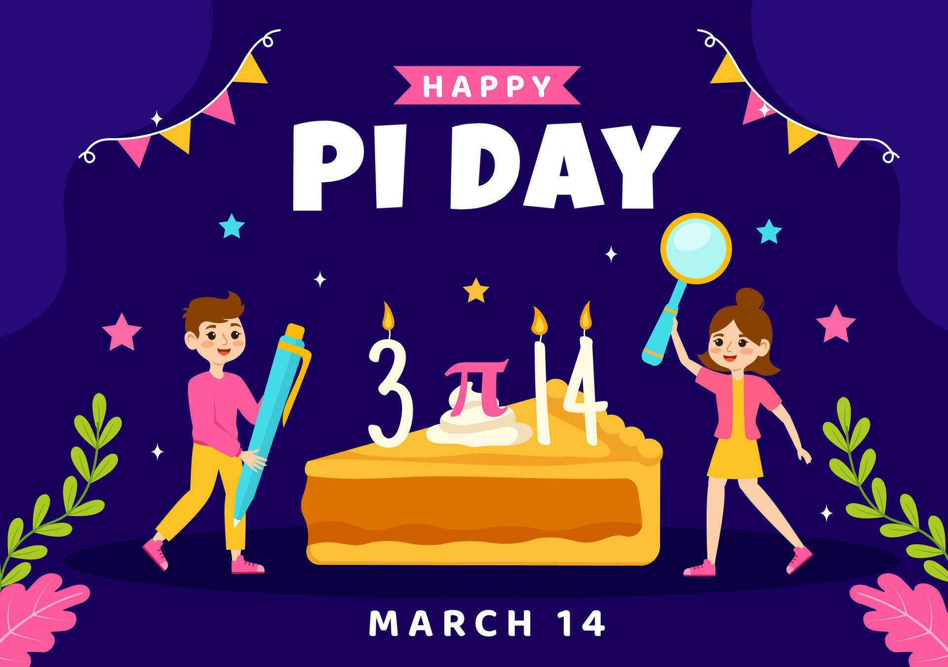 Happy Pi Day Vector Illustration with on 14v March Mathematical Constants, Greek Letters or ...