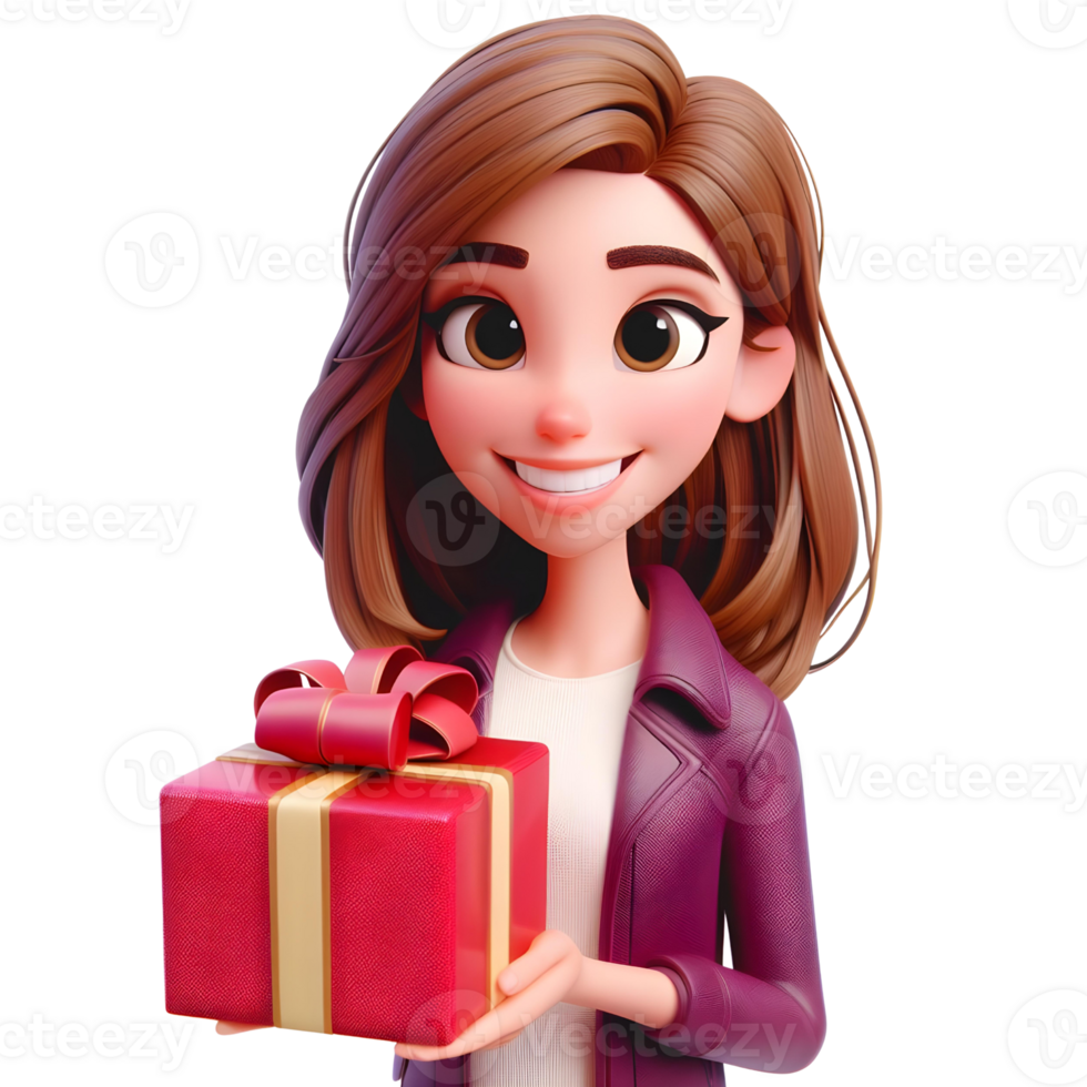 Ai Generated 3d Illustration Of Young Woman With T Box 35498182 Png