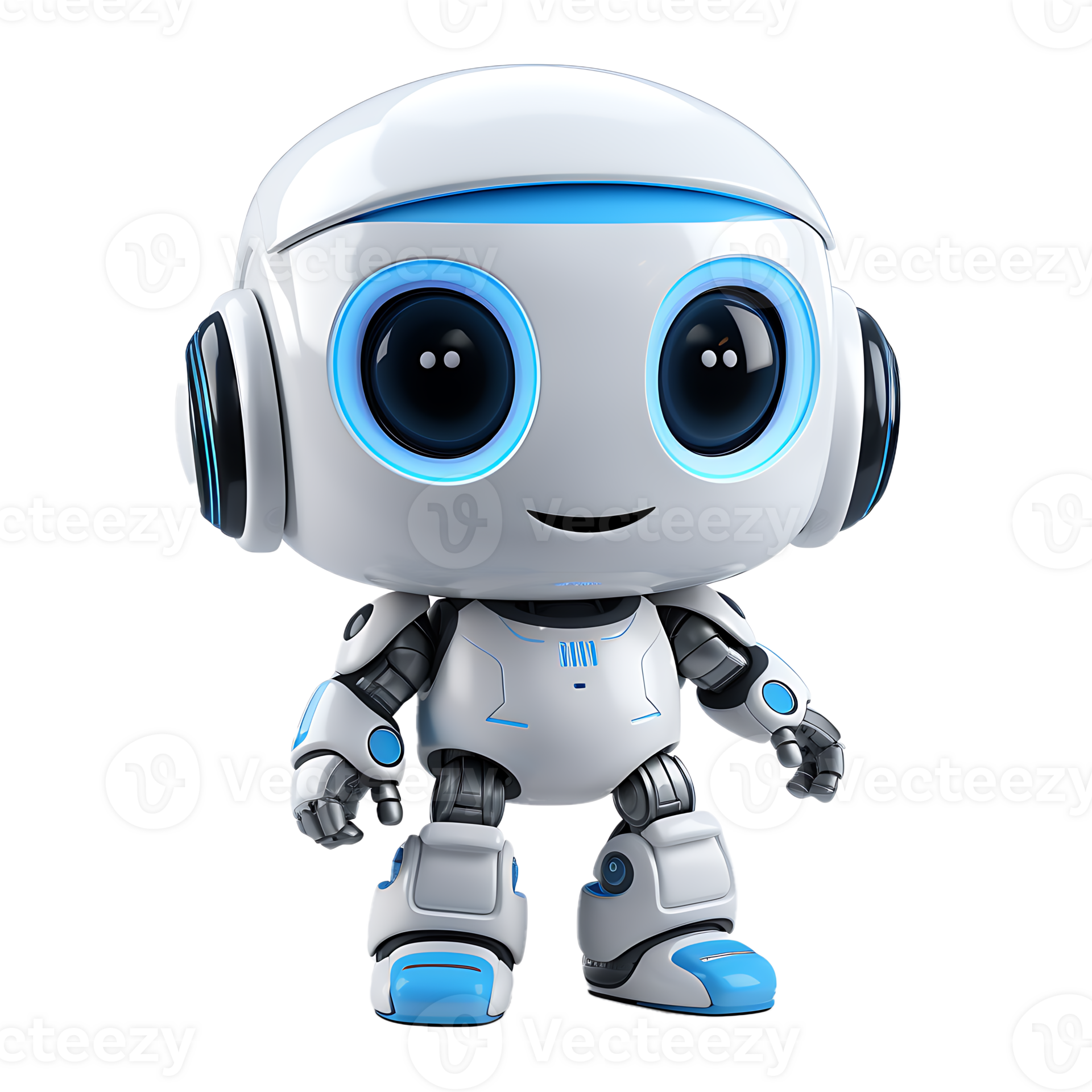 AI generated 3D Rendered Robot Mascot Character Isolated On Transparent ...