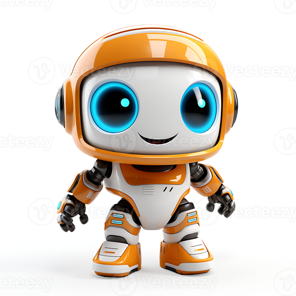 AI generated 3D Rendered Robot Mascot Character Isolated On Transparent ...