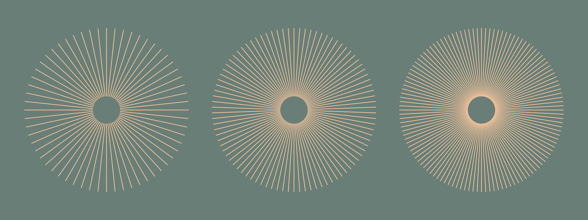 Radial Circle Lines Circular Lines Elements Symbol Of Sun Star Rays Peach Fuzz Snowflake