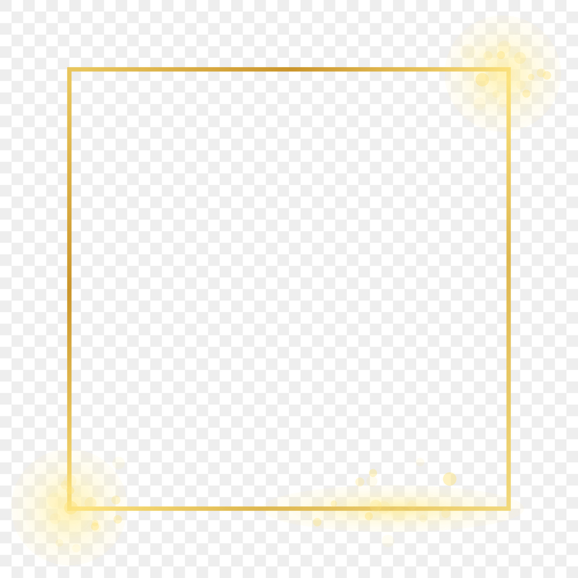 Gold glowing square frame isolated on background. Shiny frame with glowing effects. Vector ...