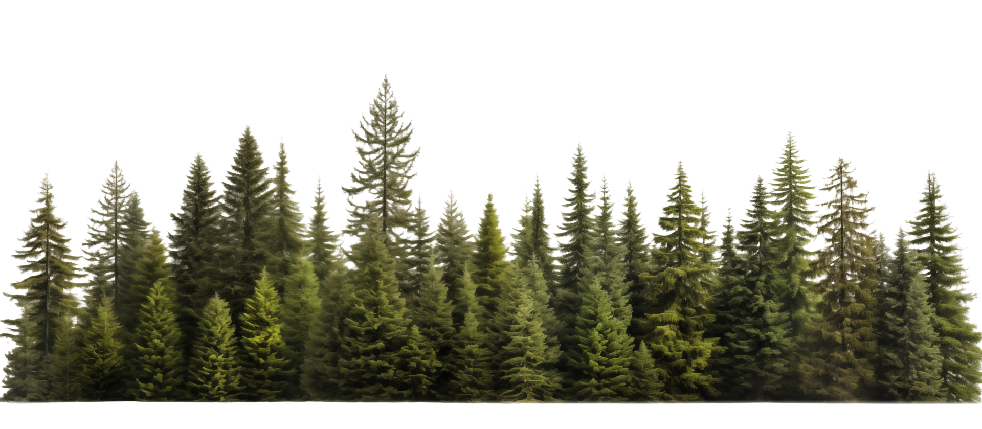 AI generated Green evergreen fir pine spruce trees treeline isolated on ...