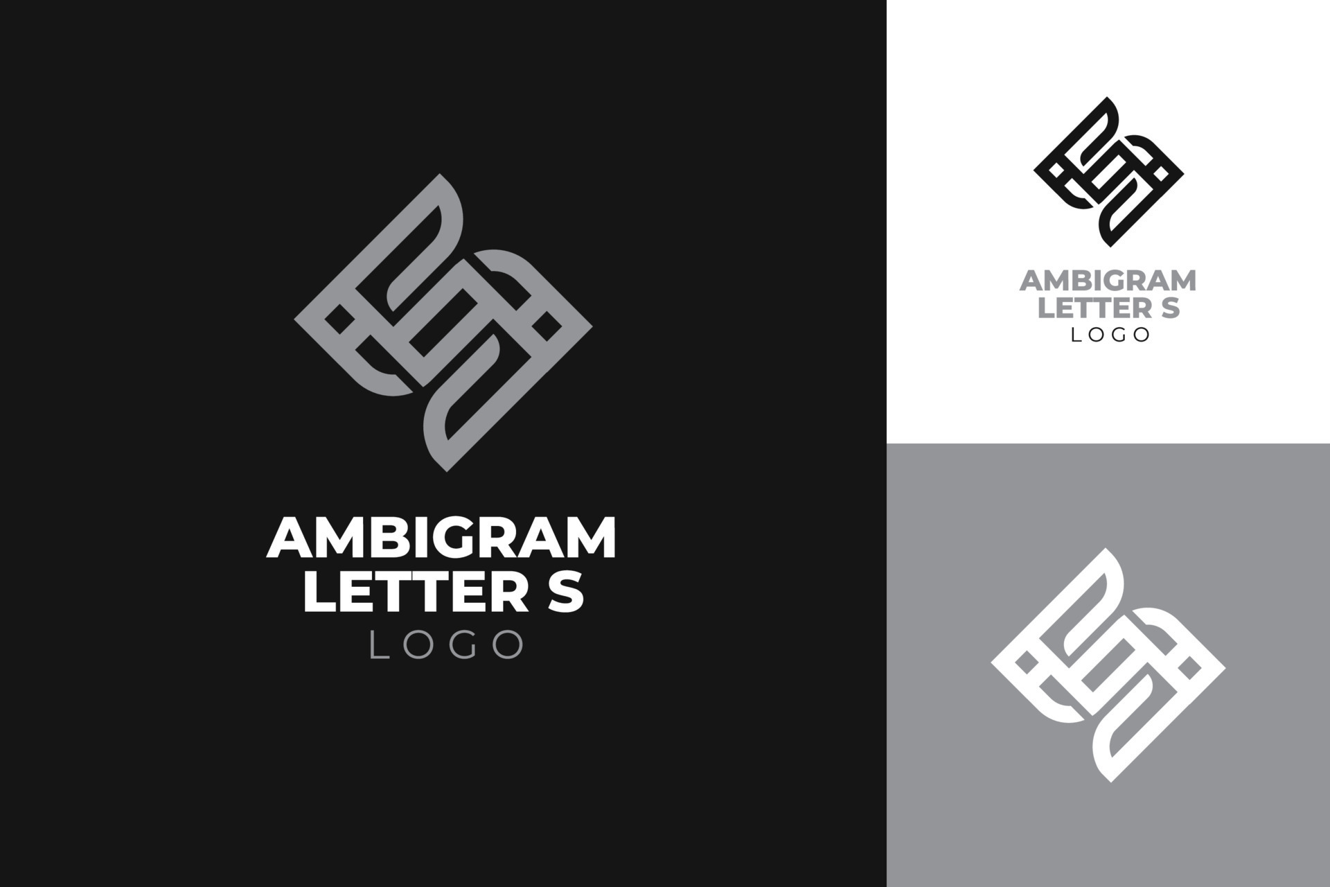 Logo Ambigram Letter S with Modern, Simple, Elegant Design Line Art, Outline Style for Company ...