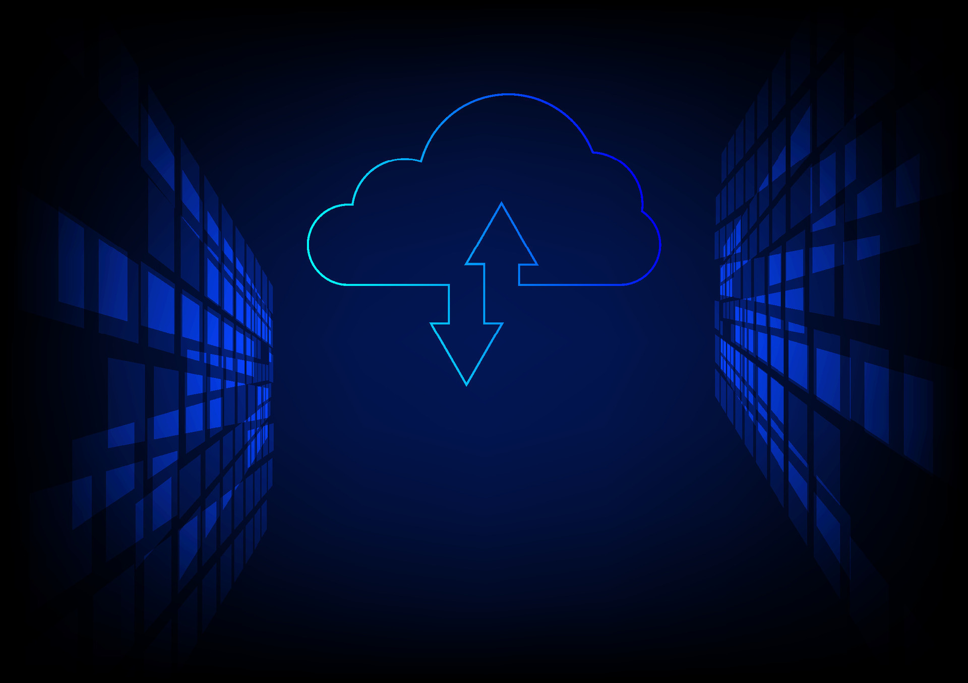 Cloud data storage concept. Cloud computing on blue technology background. 35514116 Vector Art ...