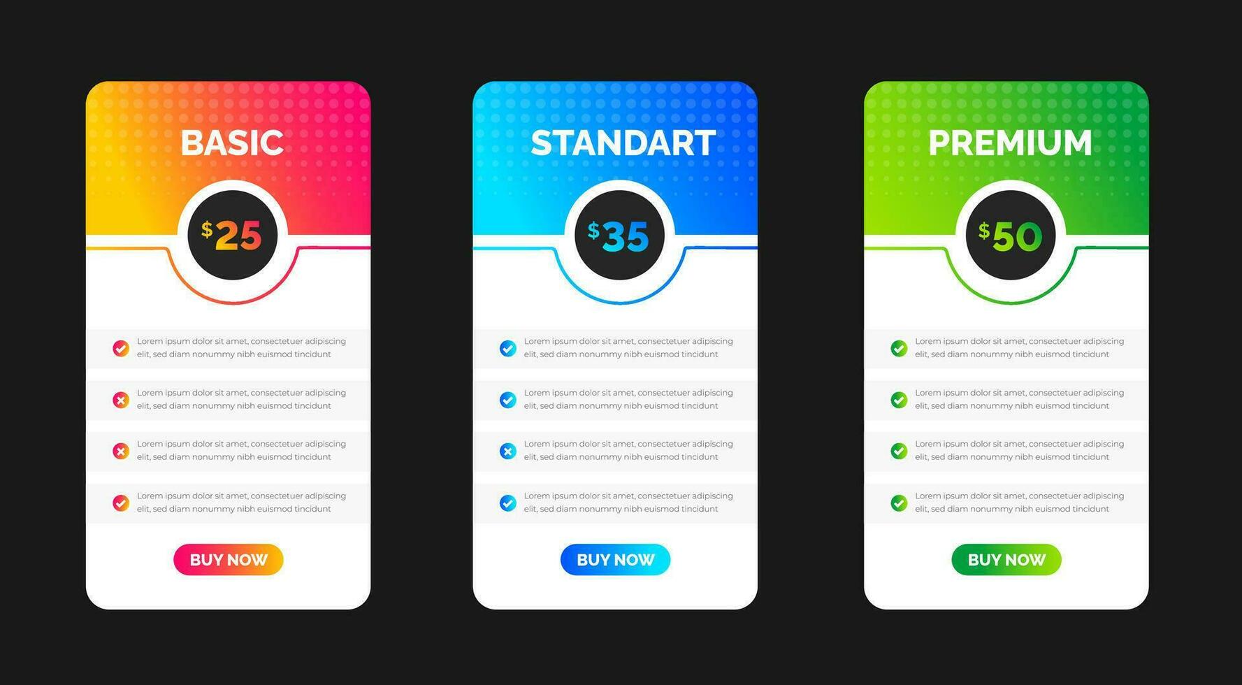 Ui Ux App Pricing Chart Table Subscription Design Or Website Pricing Chart Table Design Template