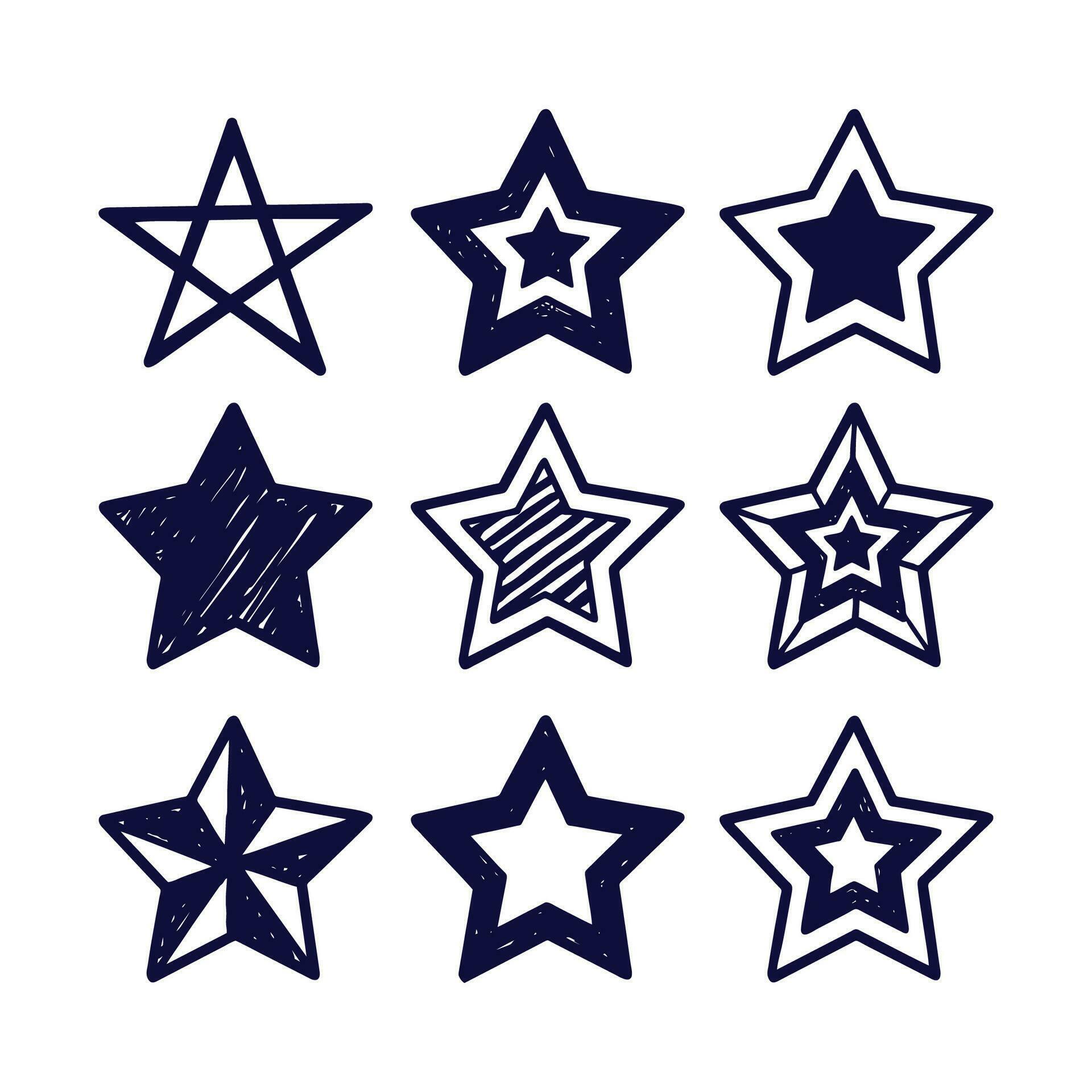 Hand drawn sparkling stars collection, flash Star astrology vector light on white background ...