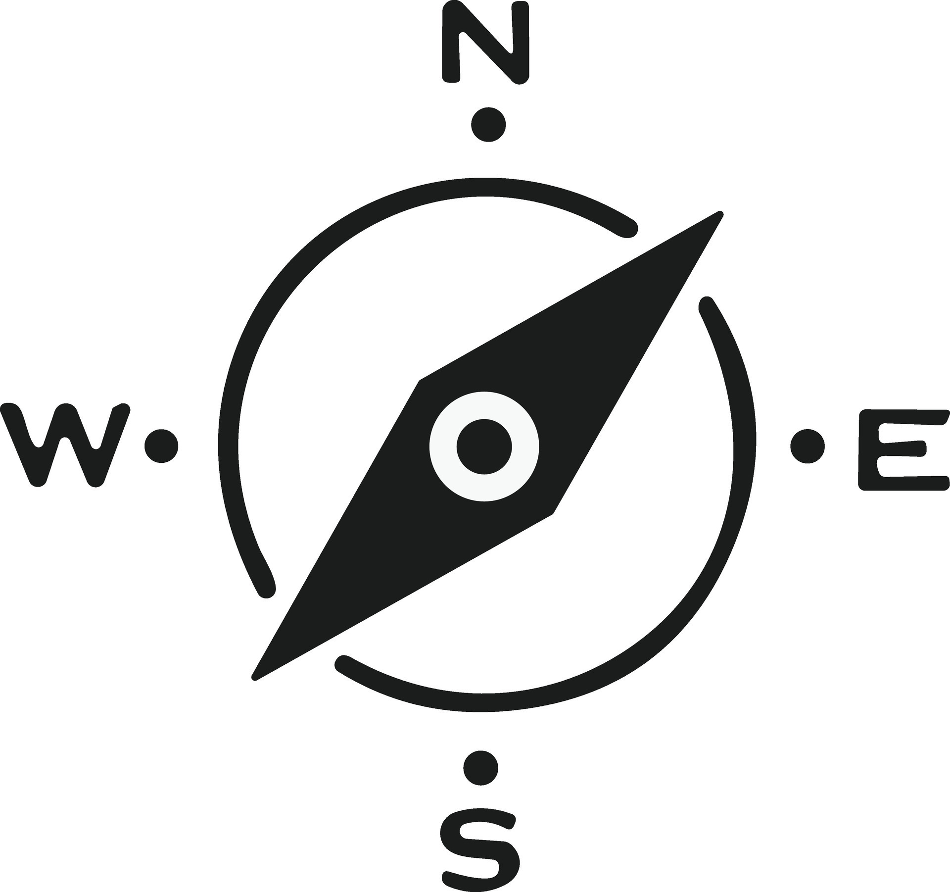 Compass Icon Monochrome Navigational Compass With Cardinal Directions Of North East South