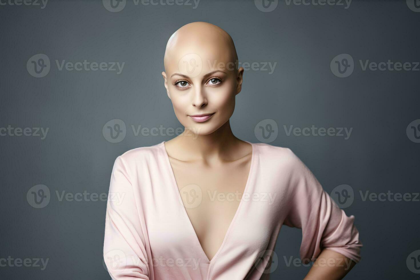 Ai Generated Portrait Of Caucasian Bald Girl Alopecia And Cancer
