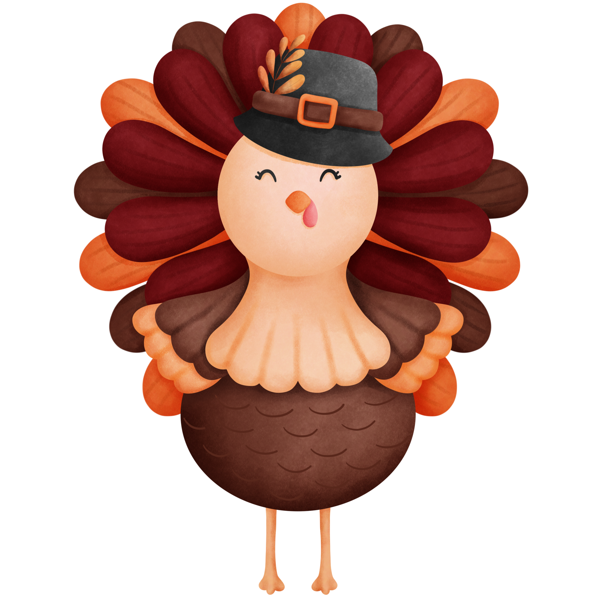 Cute watercolor thanksgiving turkey with vintage hat clipart. 35531383 PNG