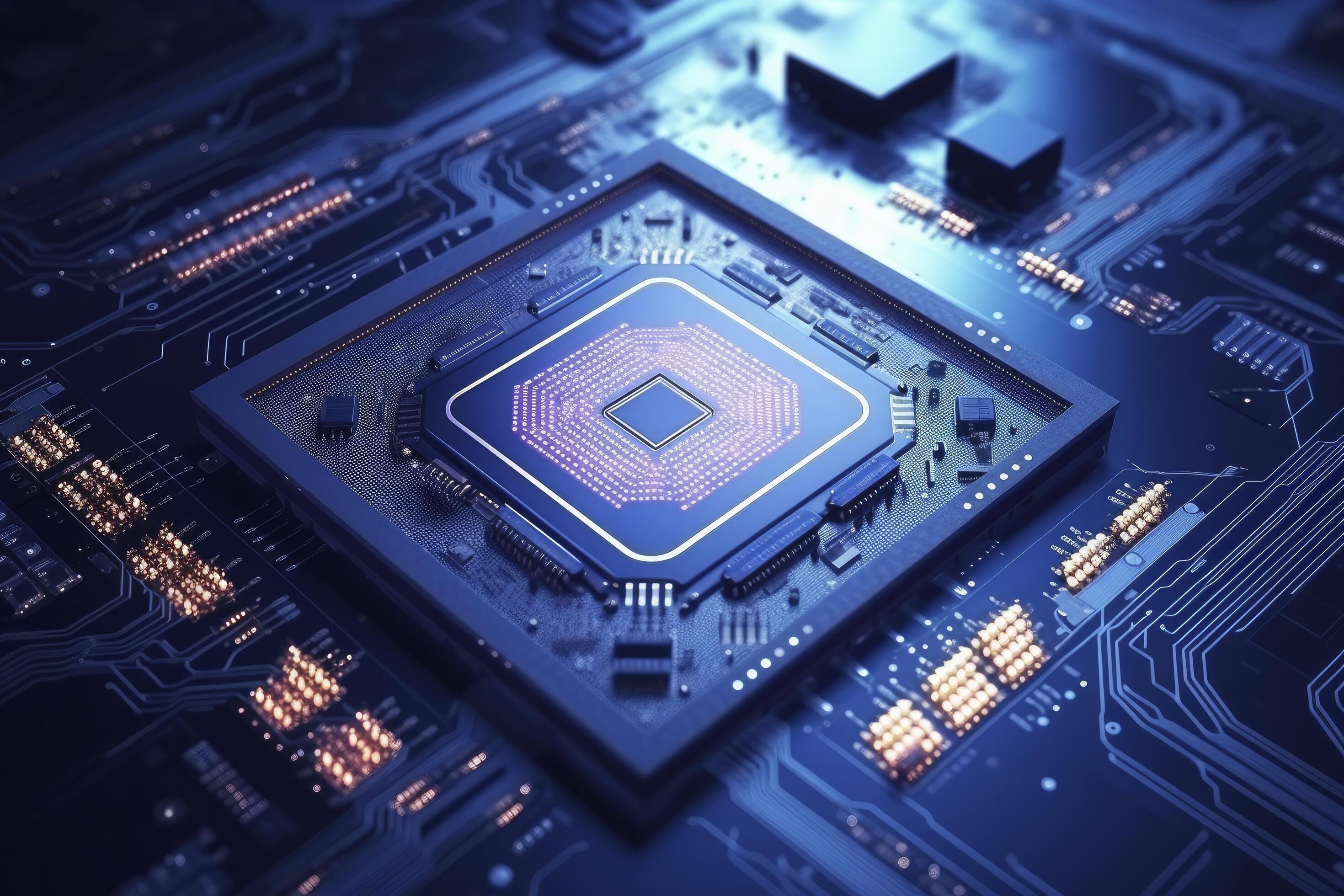 AI generated Futuristic central processor unit. Powerful Quantum CPU ...