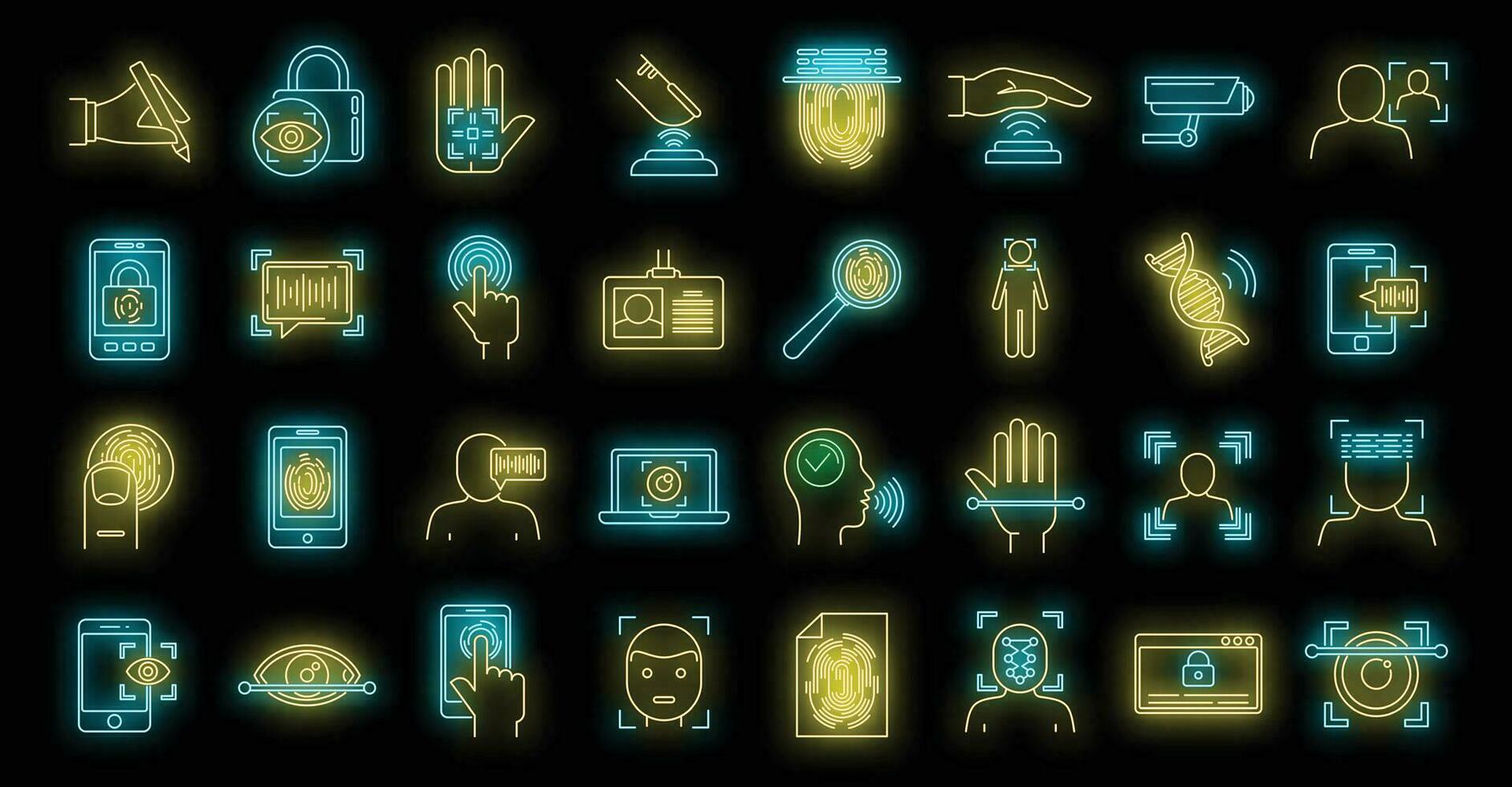 Modern Biometric Authentication Icons Set Vector Neon 35532993 Vector