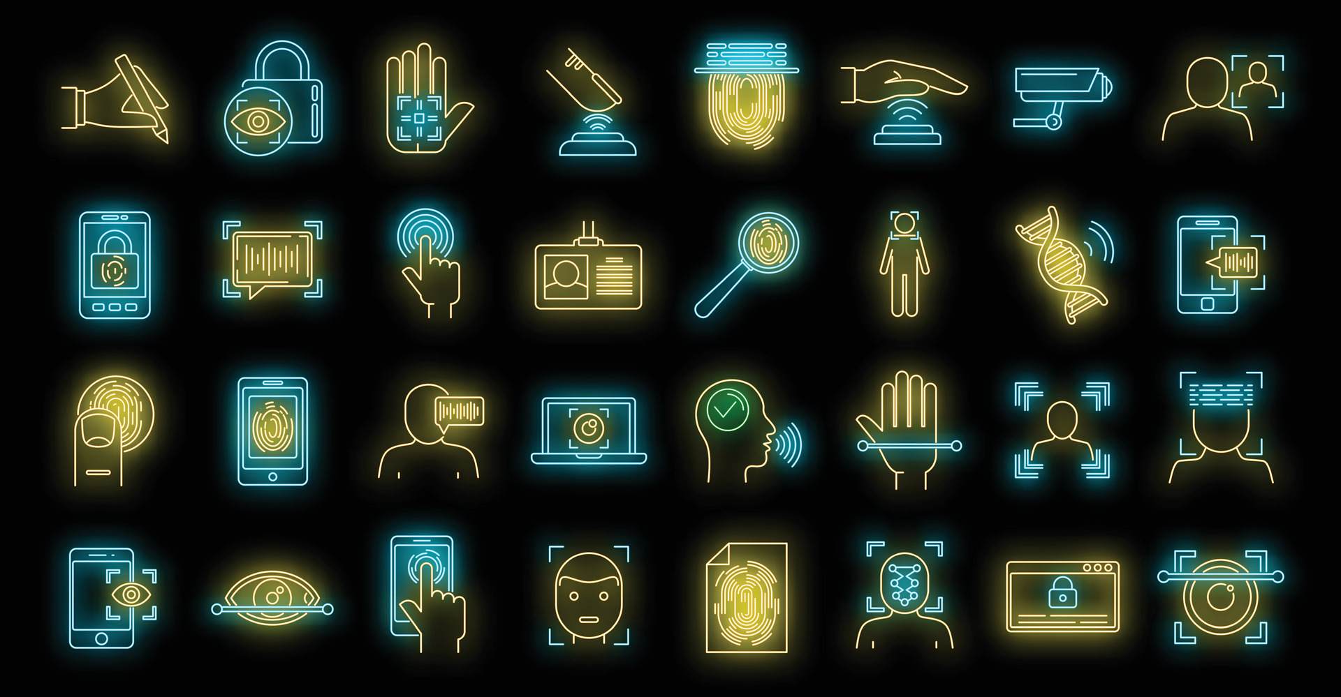 Modern Biometric Authentication Icons Set Vector Neon 35532993 Vector