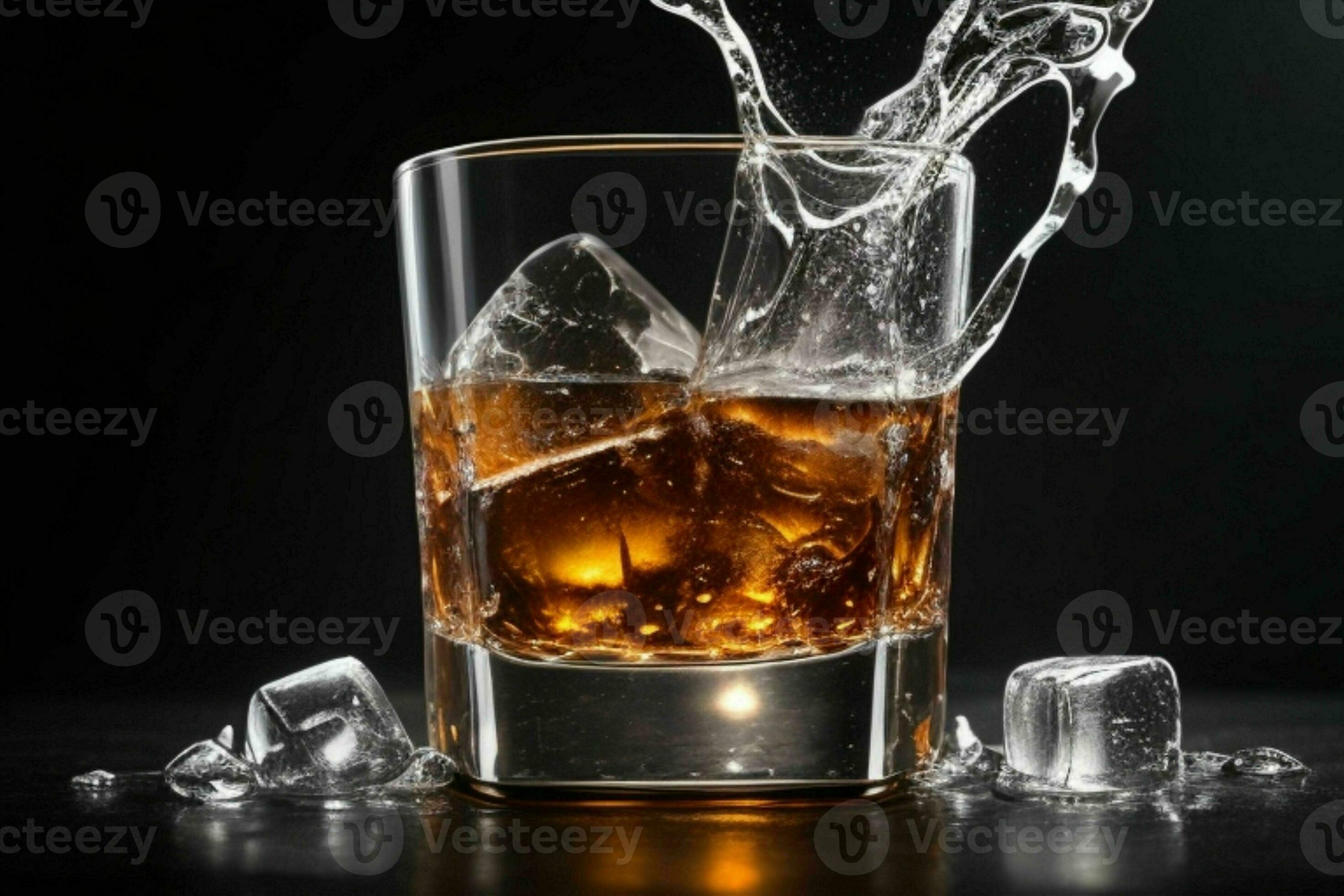 AI generated whiskey splash with ice cubes. Pro Photo 35539137 Stock Photo at Vecteezy