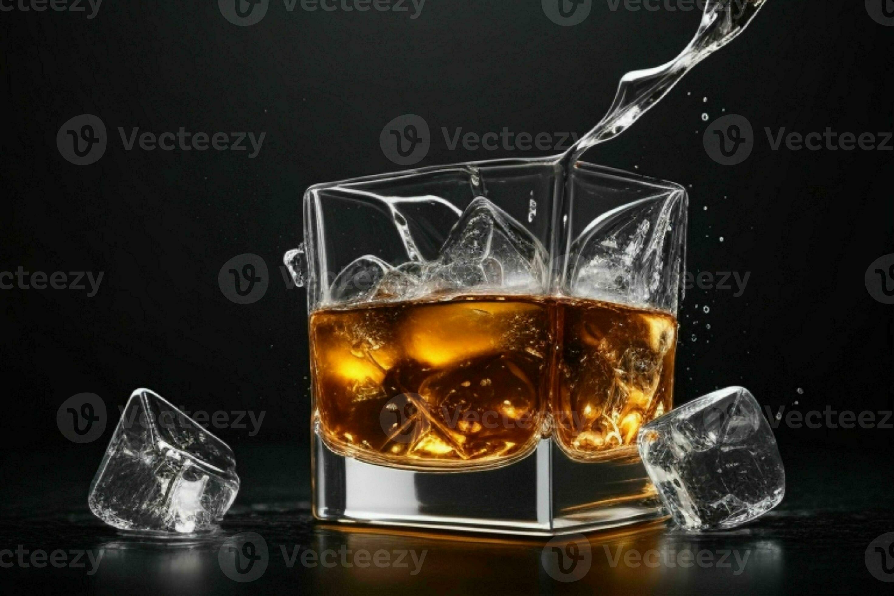 AI generated whiskey splash with ice cubes. Pro Photo 35539143 Stock Photo at Vecteezy