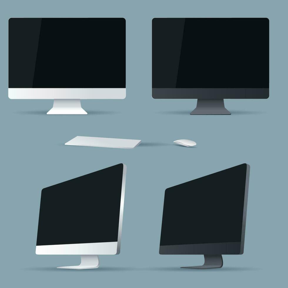 Vector Computer Desktop With Mouse Keyboard Vector Mockup 35543108 Vector Art At Vecteezy