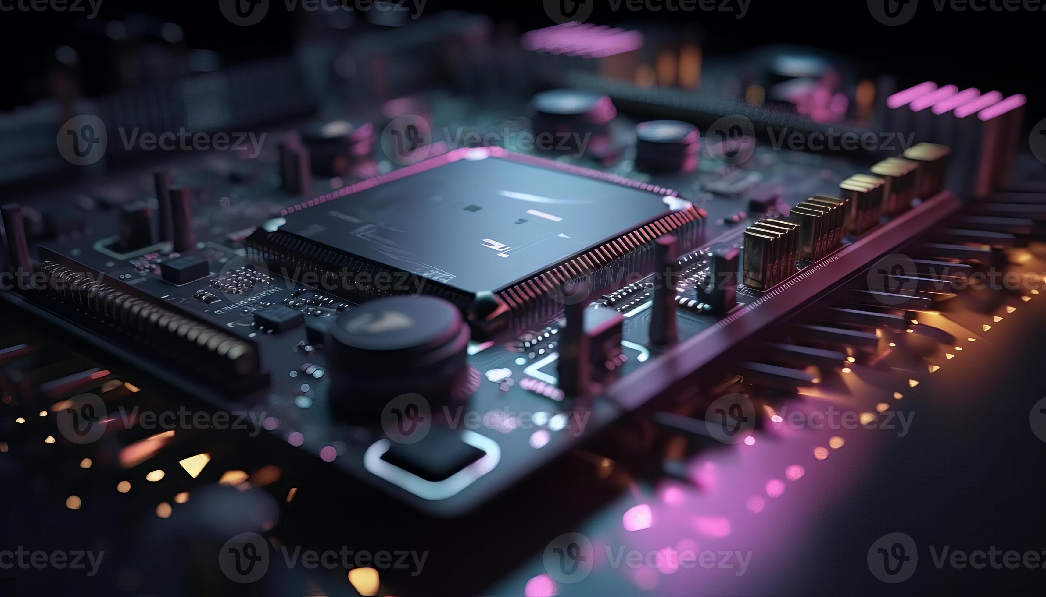 AI generated Close up view of a modern GPU card with circuit and ...